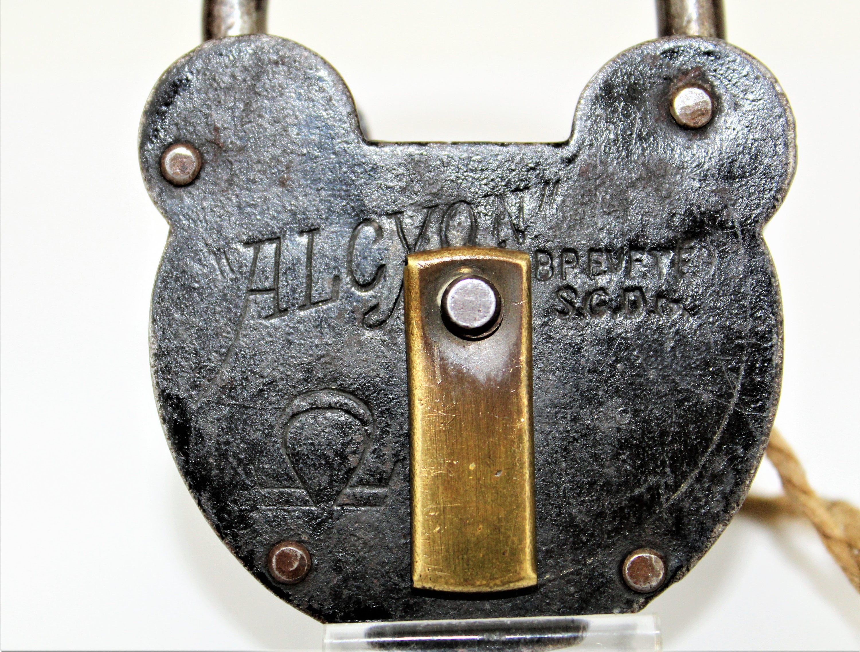 Antique French Alcyon Omega Padlock with Key