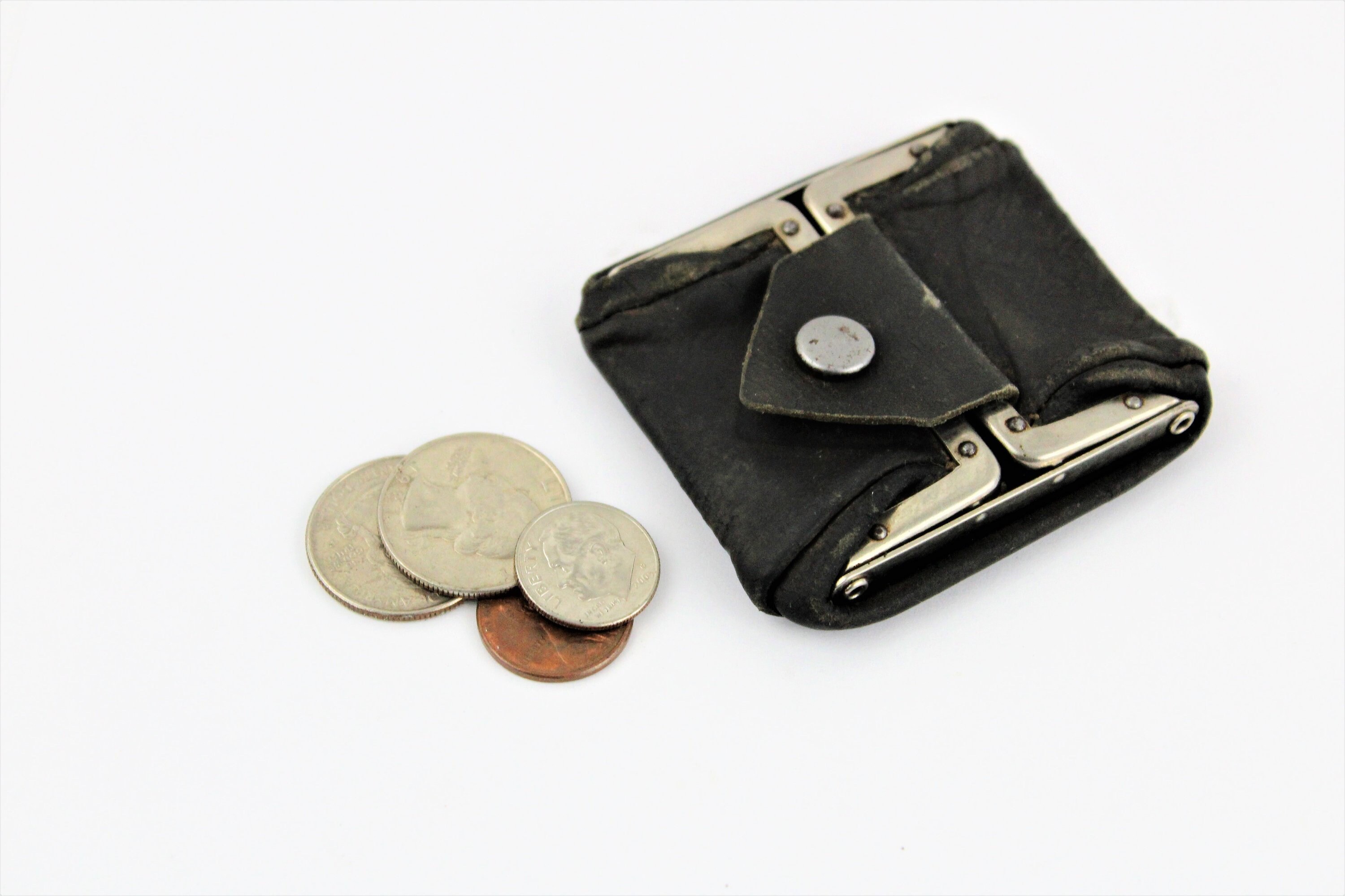 Antique Folding Leather Coin Purse