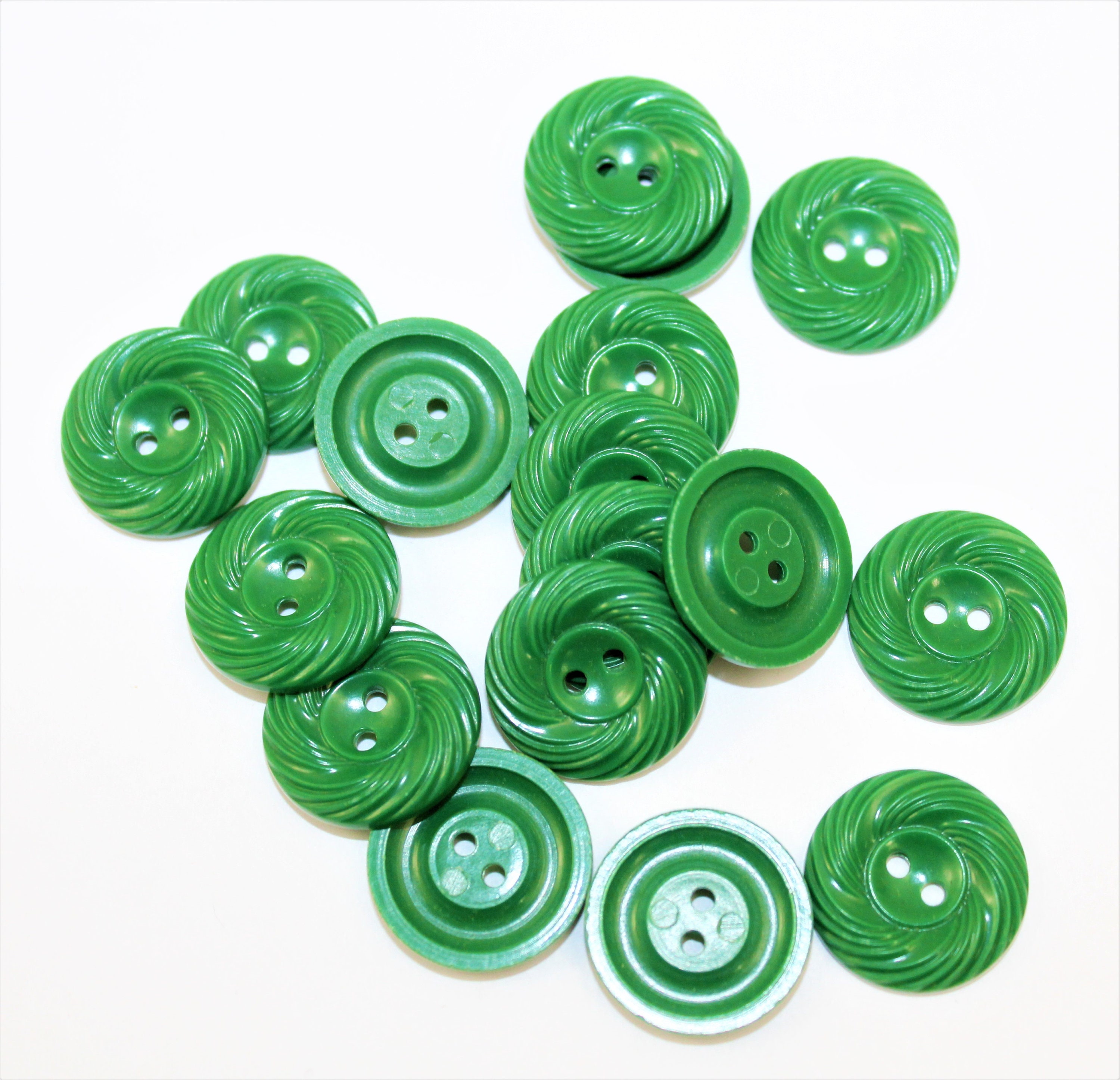 Vintage 3/4” Kelly Green Buttons in a David Friedman, New York NY