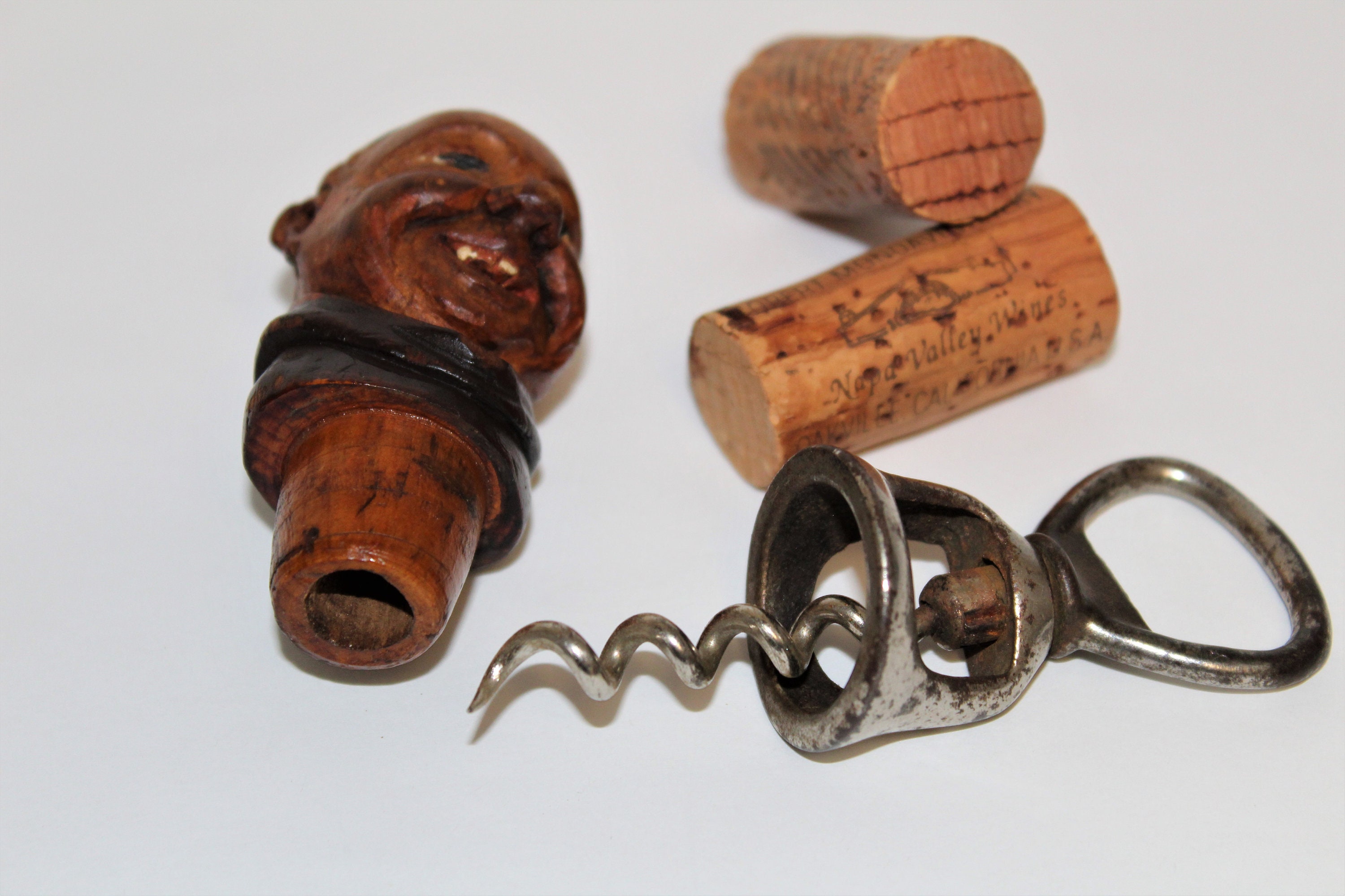 Antique Corkscrew, 1920s Anri MONK, Hand Carved Figural Corkscrew, Wine ...