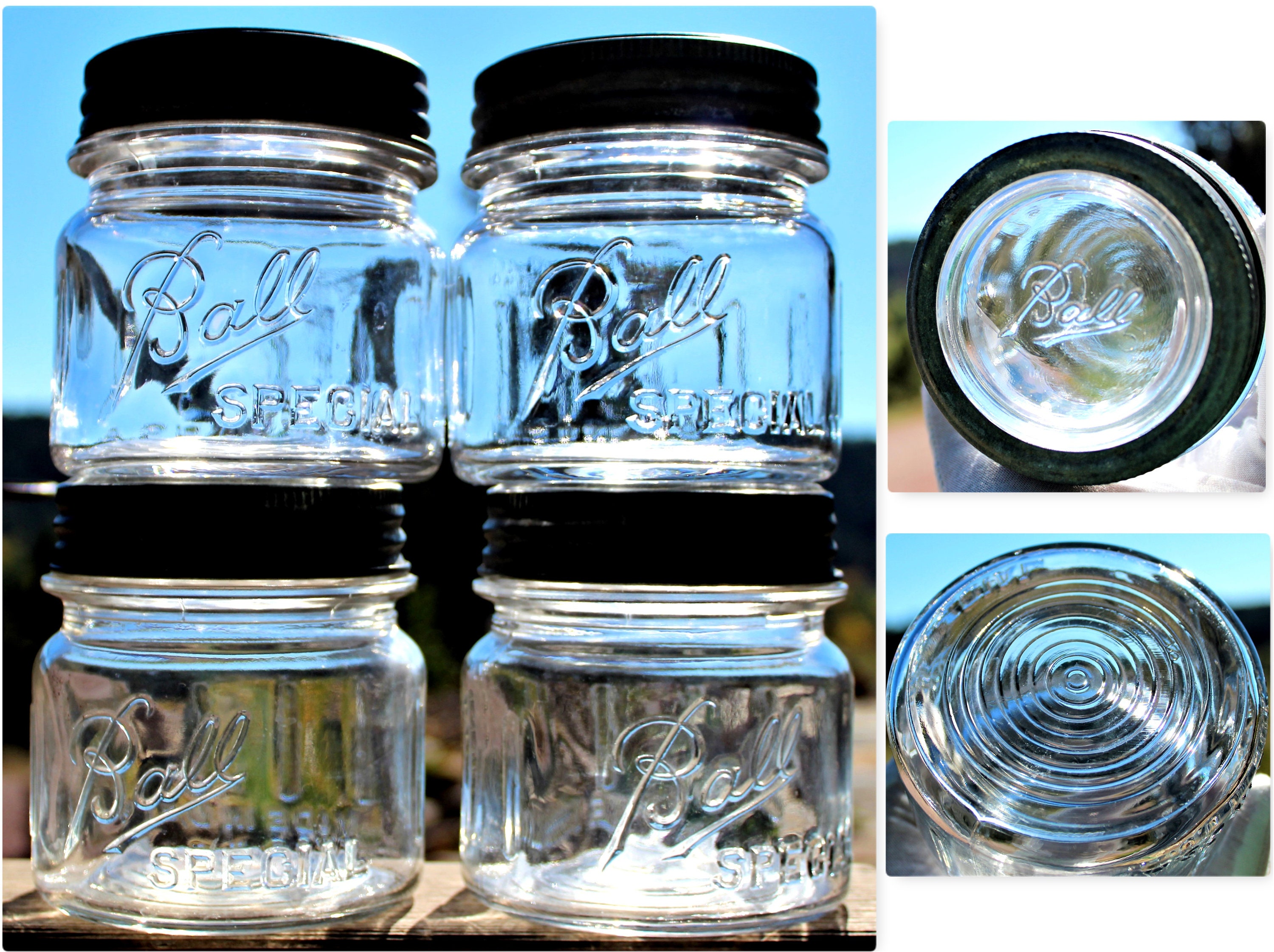 Set of Four 1930s Ball Special Wide Mouth Pint Fruit Jars