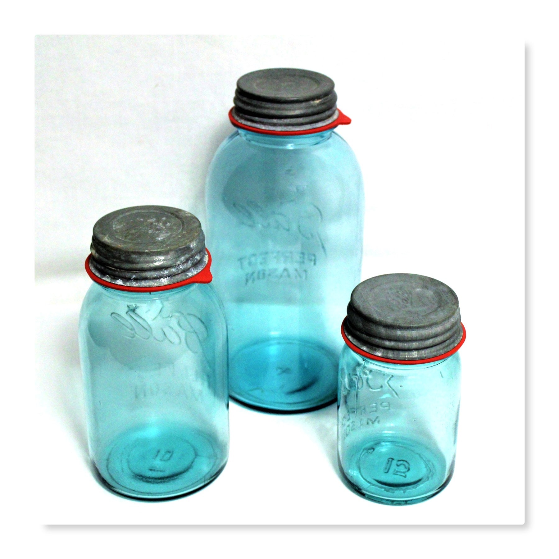 1920s Blue Fruit Jar Blue Glass Ball Canning Jars Vintage Jars Set Of Canning Jars