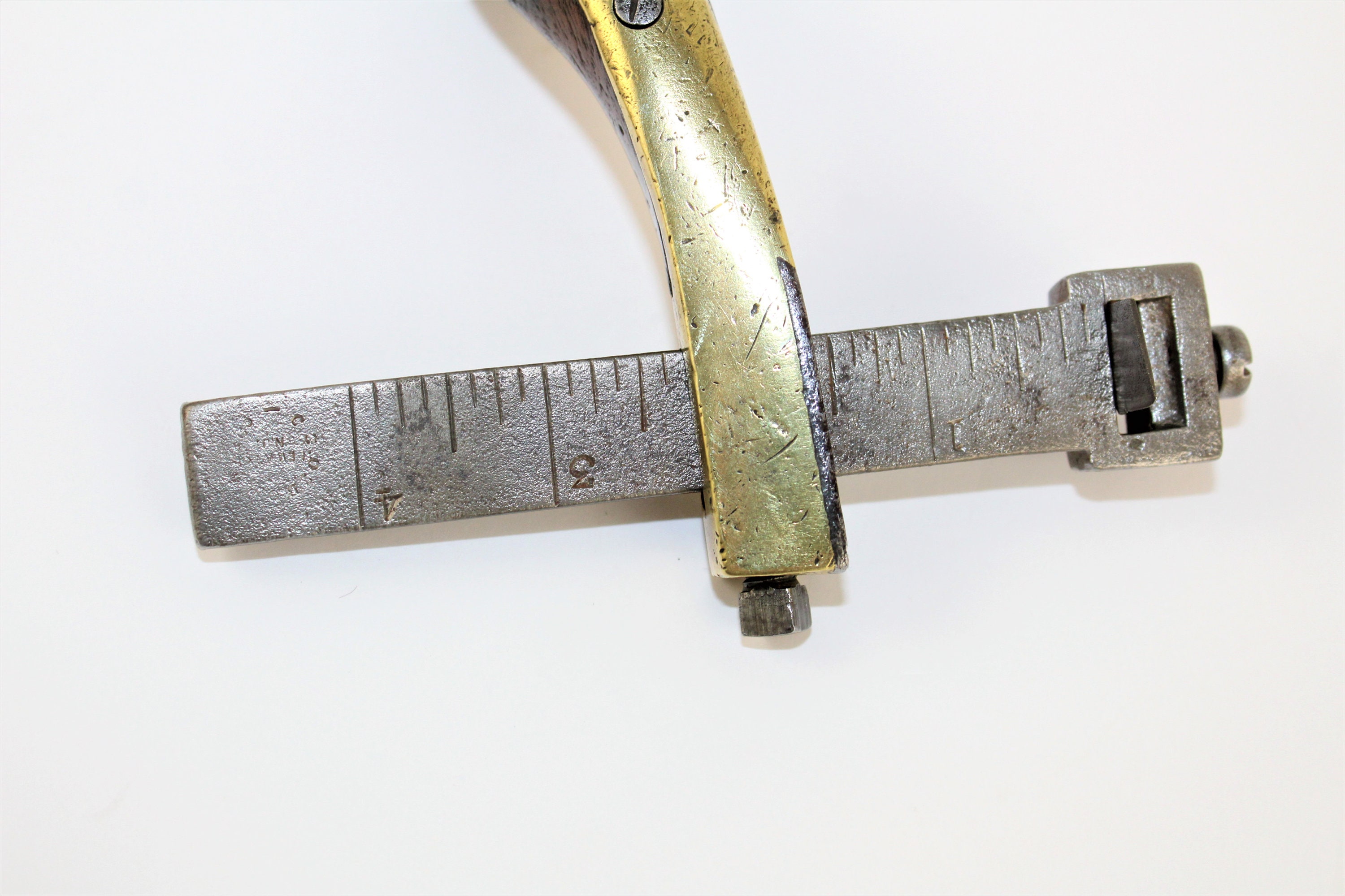 Antique 1877, C S Osborne Pistol Grip Draw Gage, Leather Slitter