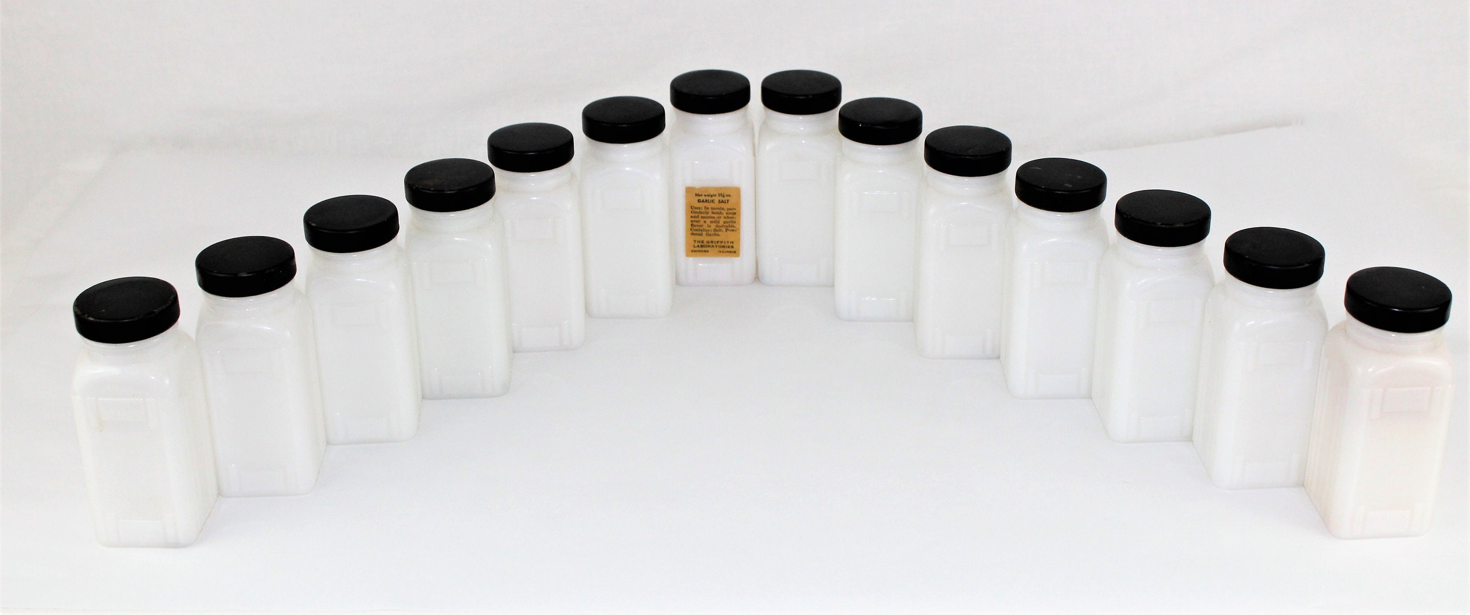 Vintage Spice Storage Jars / Fourteen Griffith's Spice Jars / Milk ...