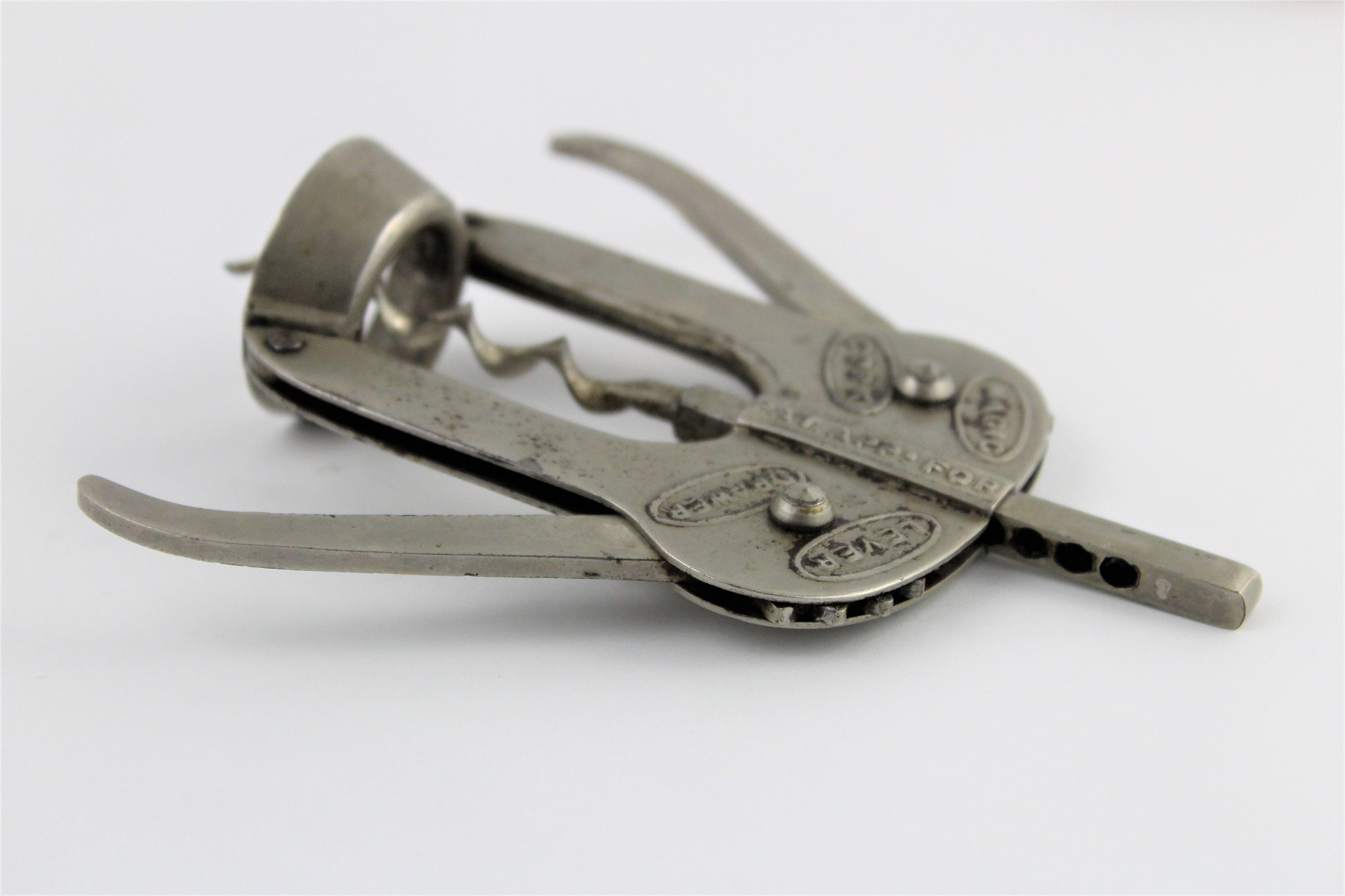 Antique English Magic Lever Cork Drawer, Corkscrew, Wine Opener