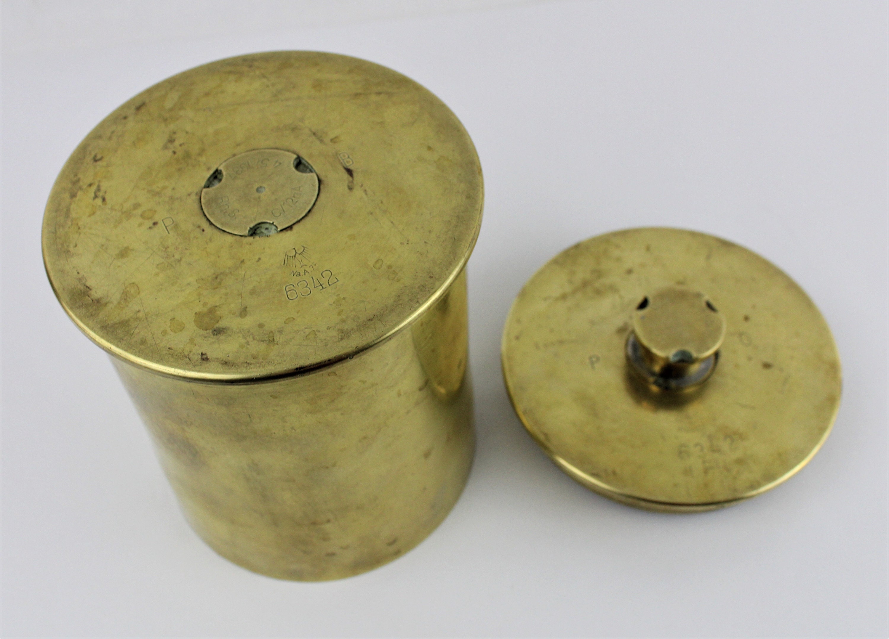 WWII Trench Art, German Howitzer 6342 Trench Art Tobacco Humidor, Canister