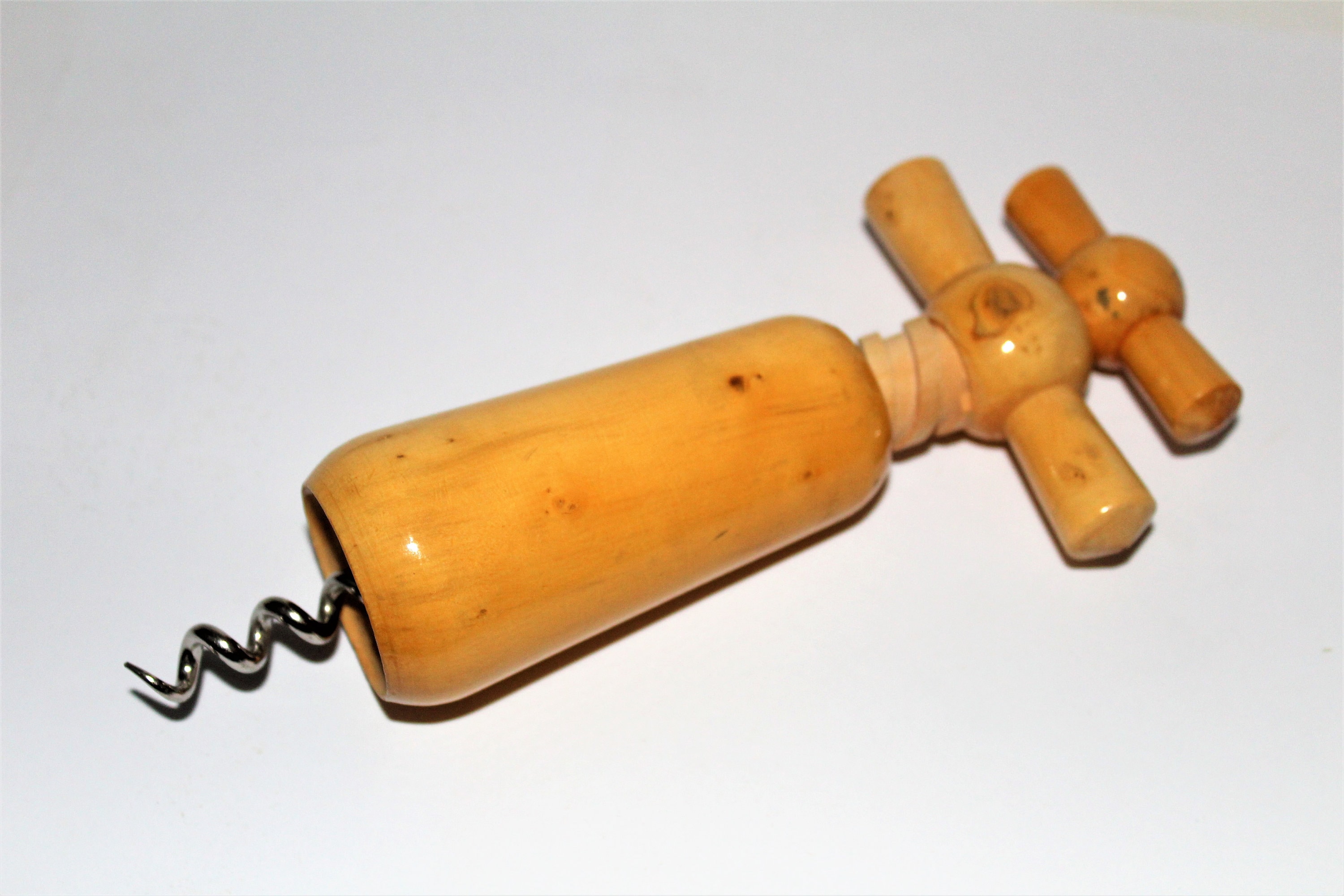 1970s French Double Action Wood Corkscrew