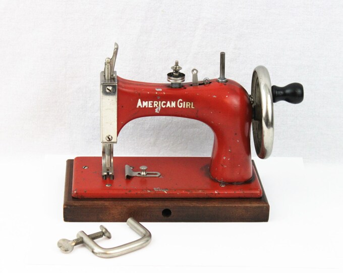 Vintage Red 1950s American Girl Sewing Machine, Toy Sewing Machine ...