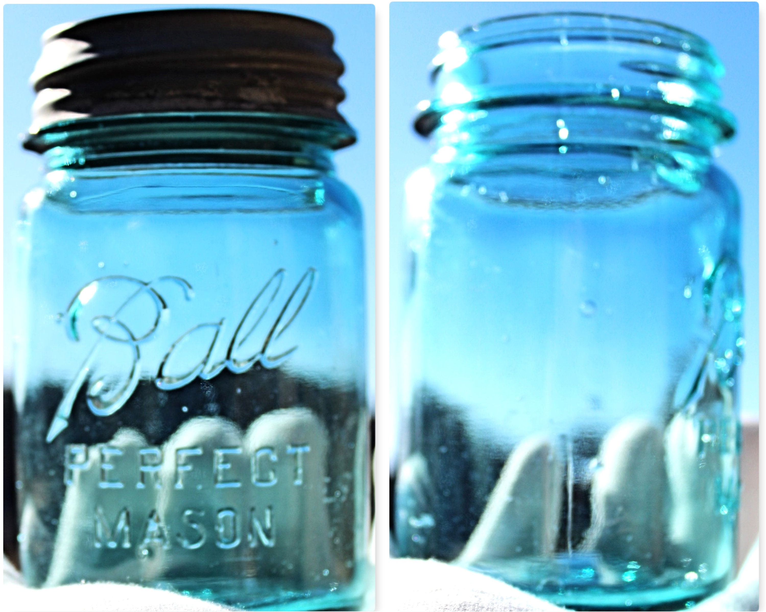 Pair of Lucky Number 13 Blue Pint Ball Fruit Jars
