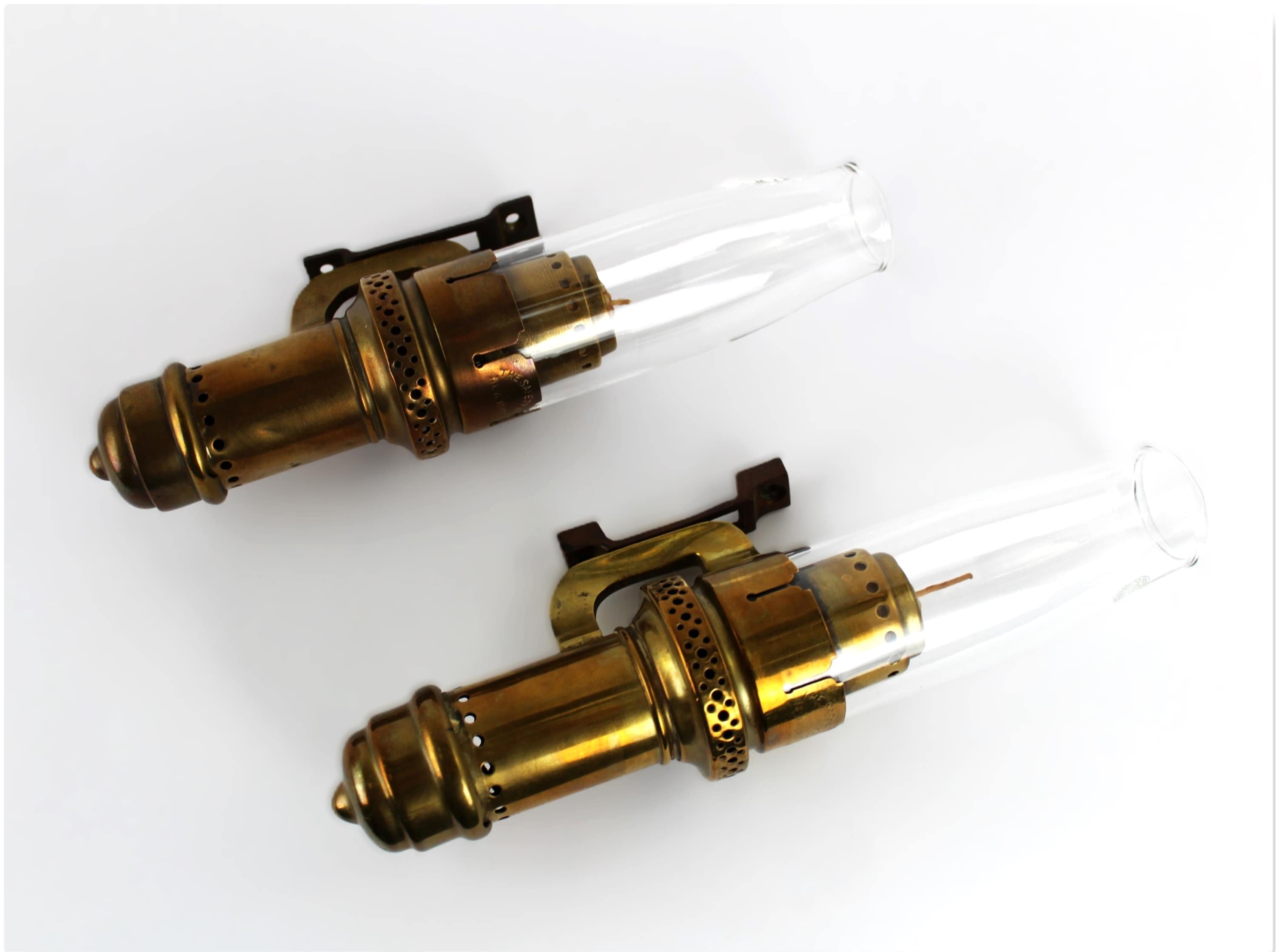 1920s Railway Post Office Candle Lamps with Hanging Brackets