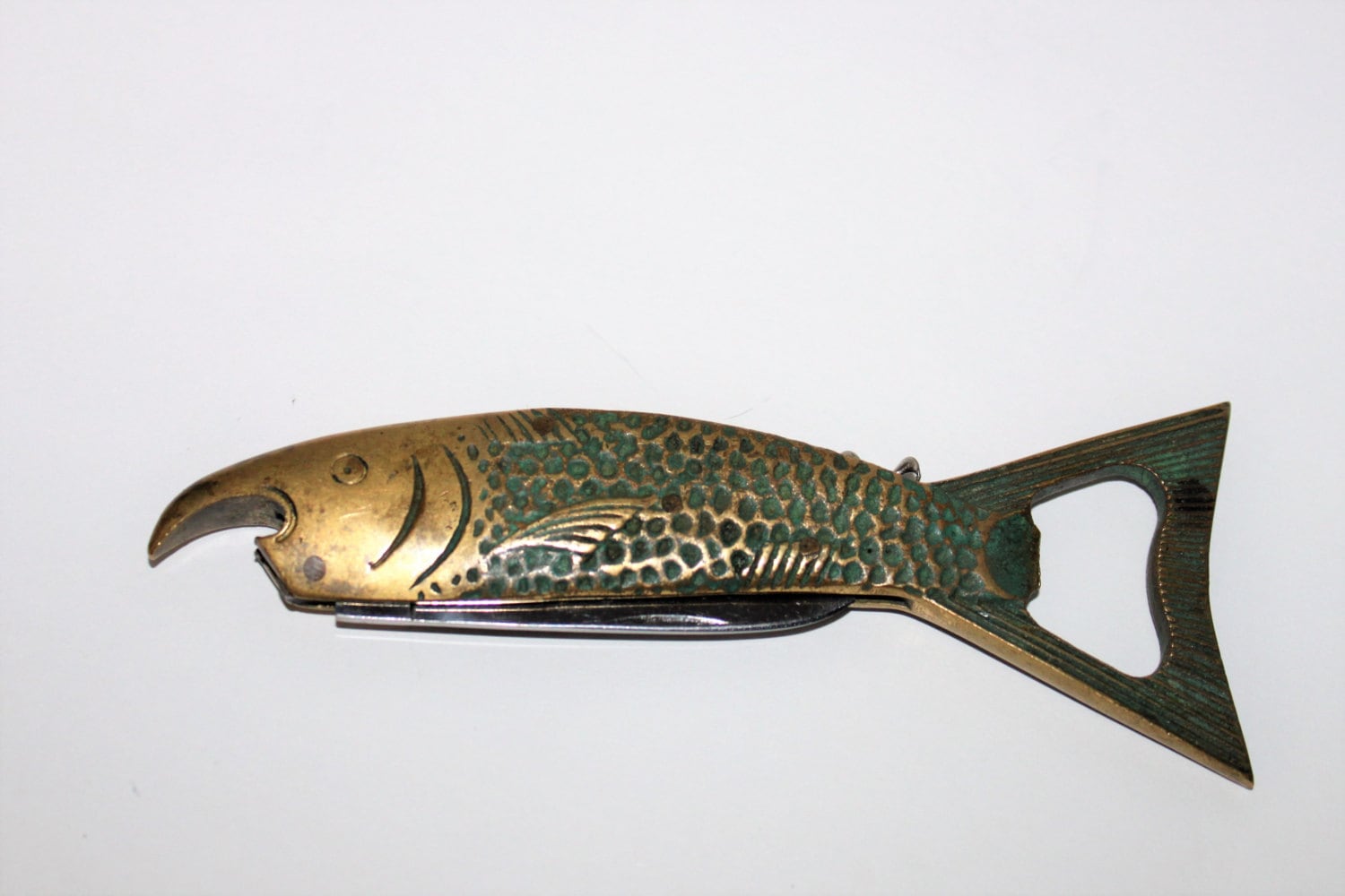 Mid Century Barware, German Koi Fish Knife, Corkscrew, Wine Opener, 1950s