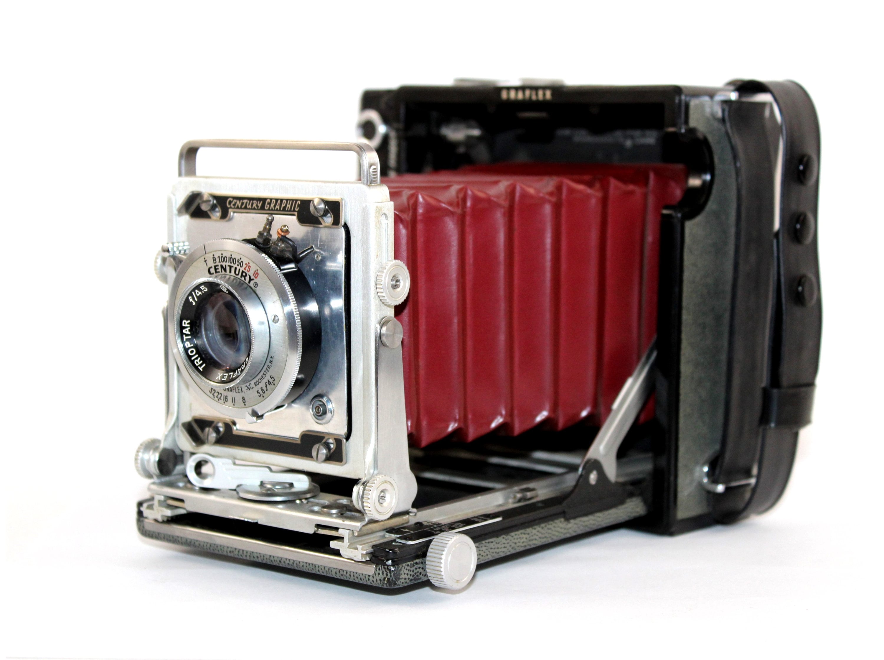 1950s Graflex Century Graphic Camera, Folding Camera, Red Bellows Camera