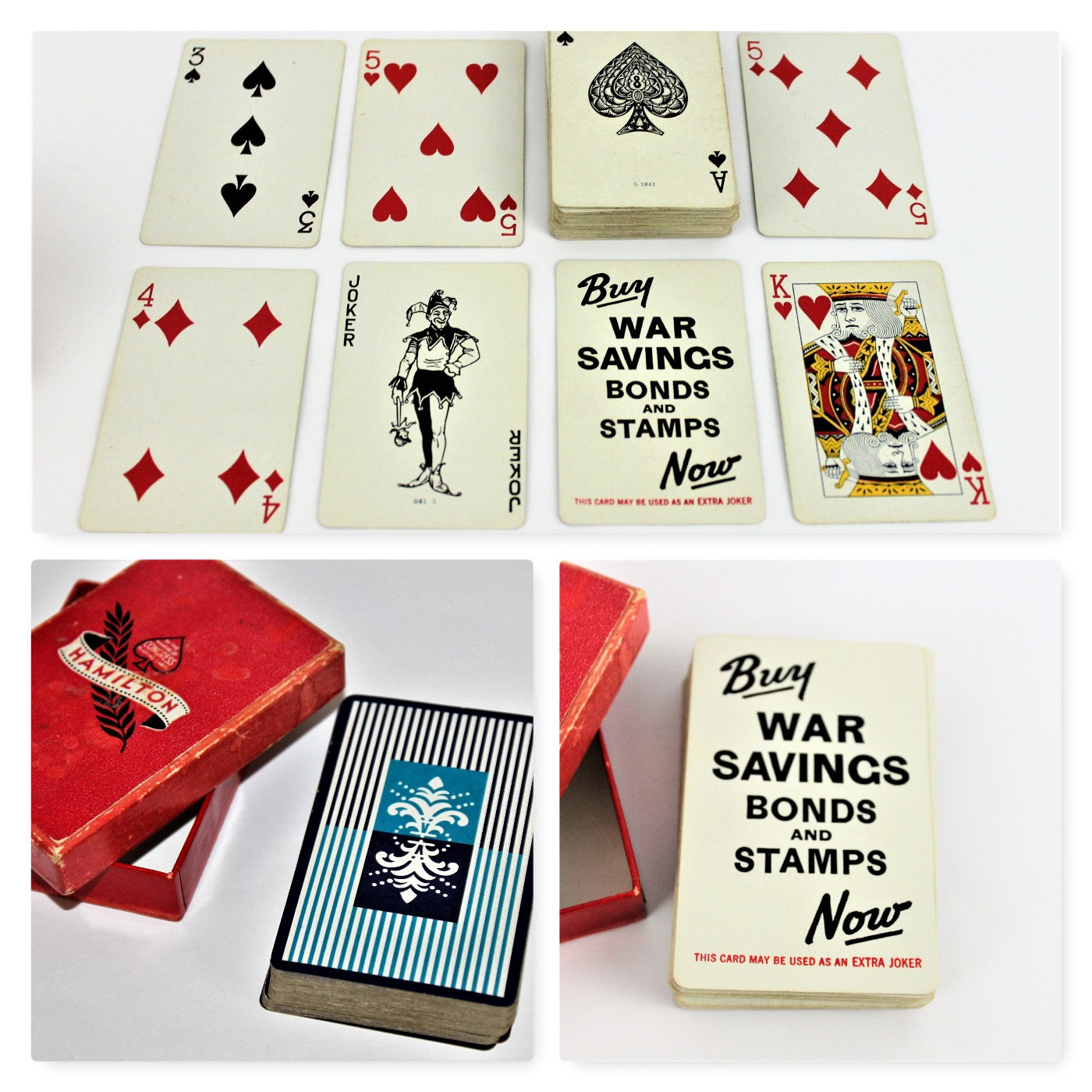 1940s Hamilton Congress Playing Cards with (WWII Buy War Bonds and ...
