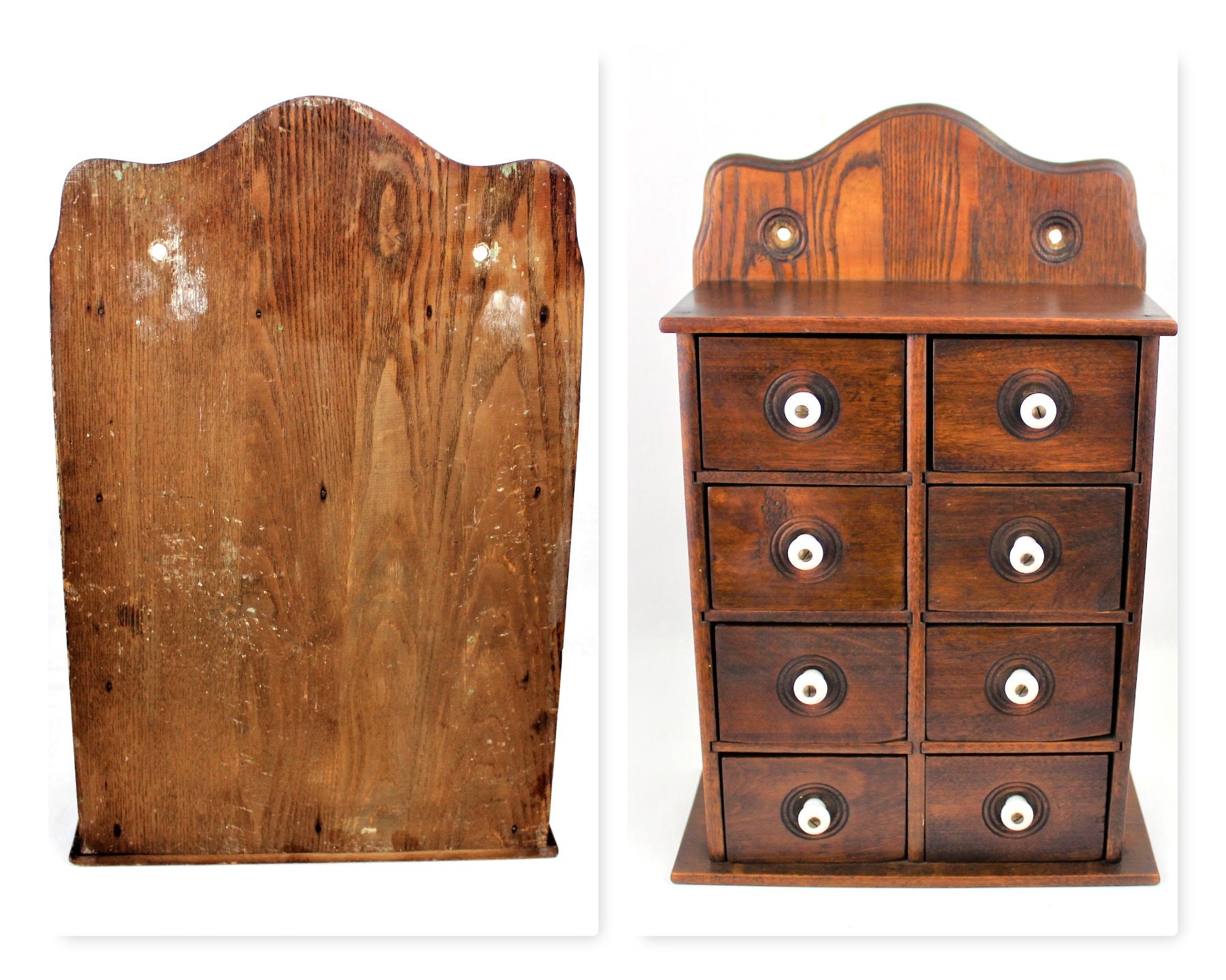 Antique Farm Ware/ Hanging Spice Cabinet / Primitive Decor / Spice Storage