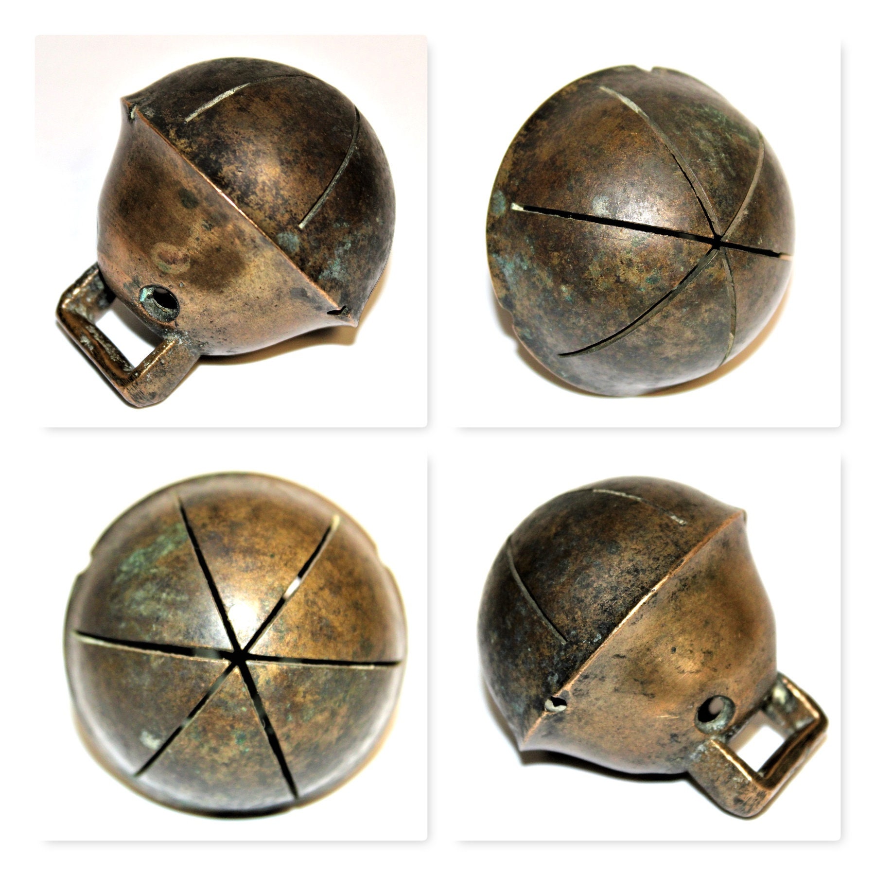 Antique Swedish Sleigh Bell, Brass Jingle Bell