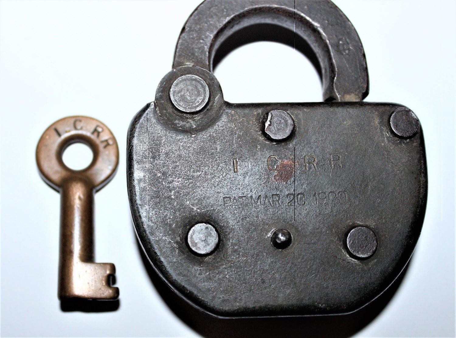1926 Adlake Padlock ICRR and Key, Illinois Central Railroad, Railroad ...