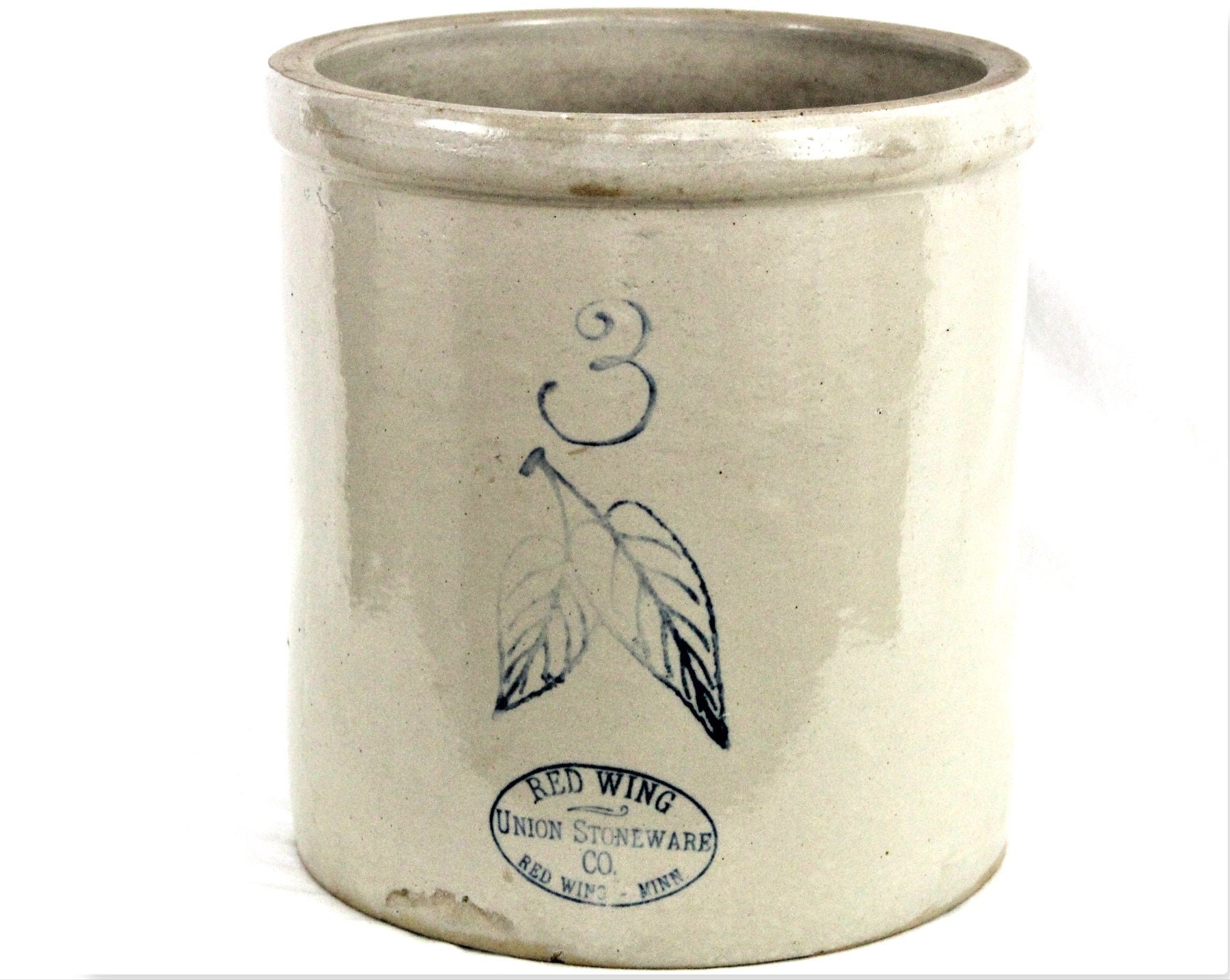 Antique Stoneware Crock / 1909 Red Wing Union Pottery / Three Gallon ...