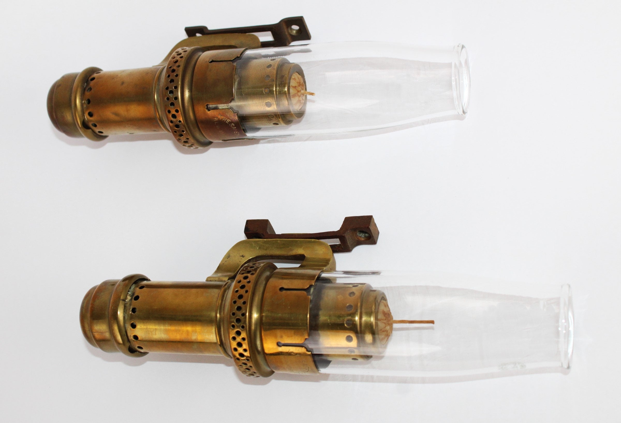 1920s Railway Post Office Candle Lamps with Hanging Brackets