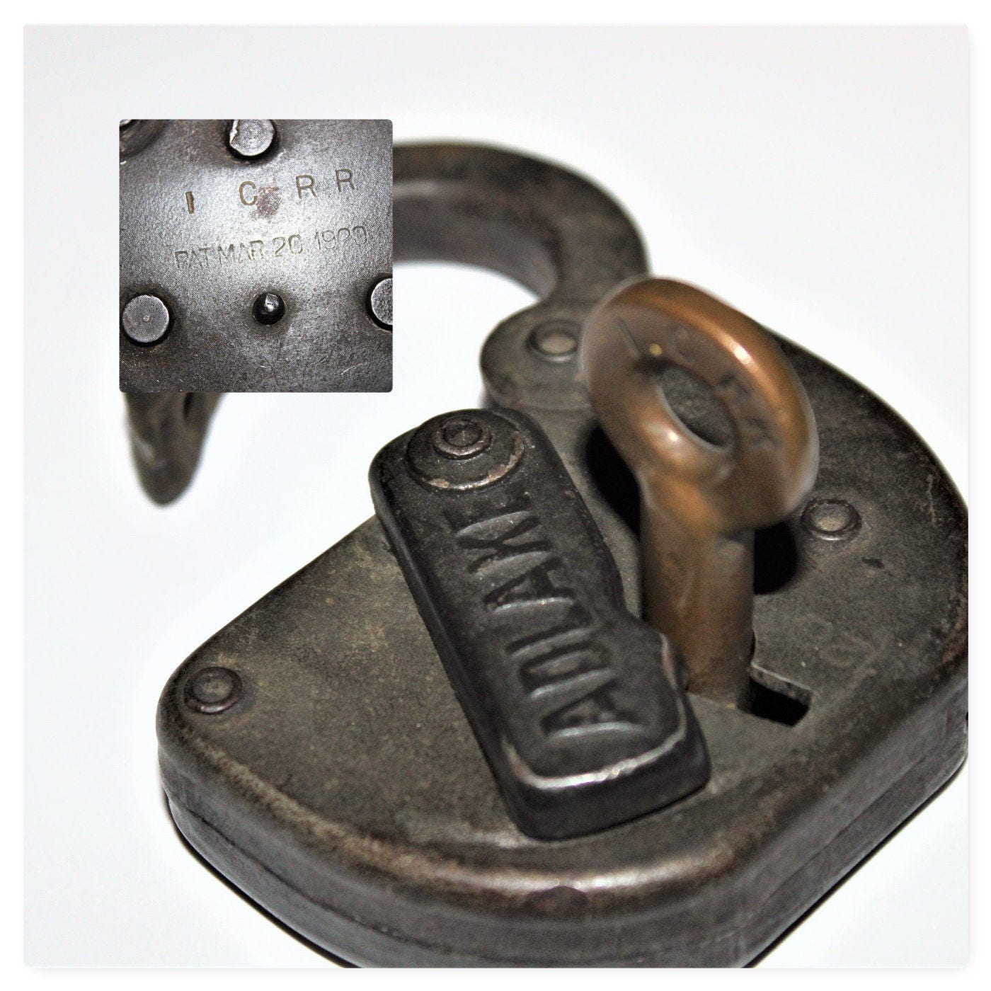 1926 Adlake Padlock ICRR and Key, Illinois Central Railroad, Railroad ...