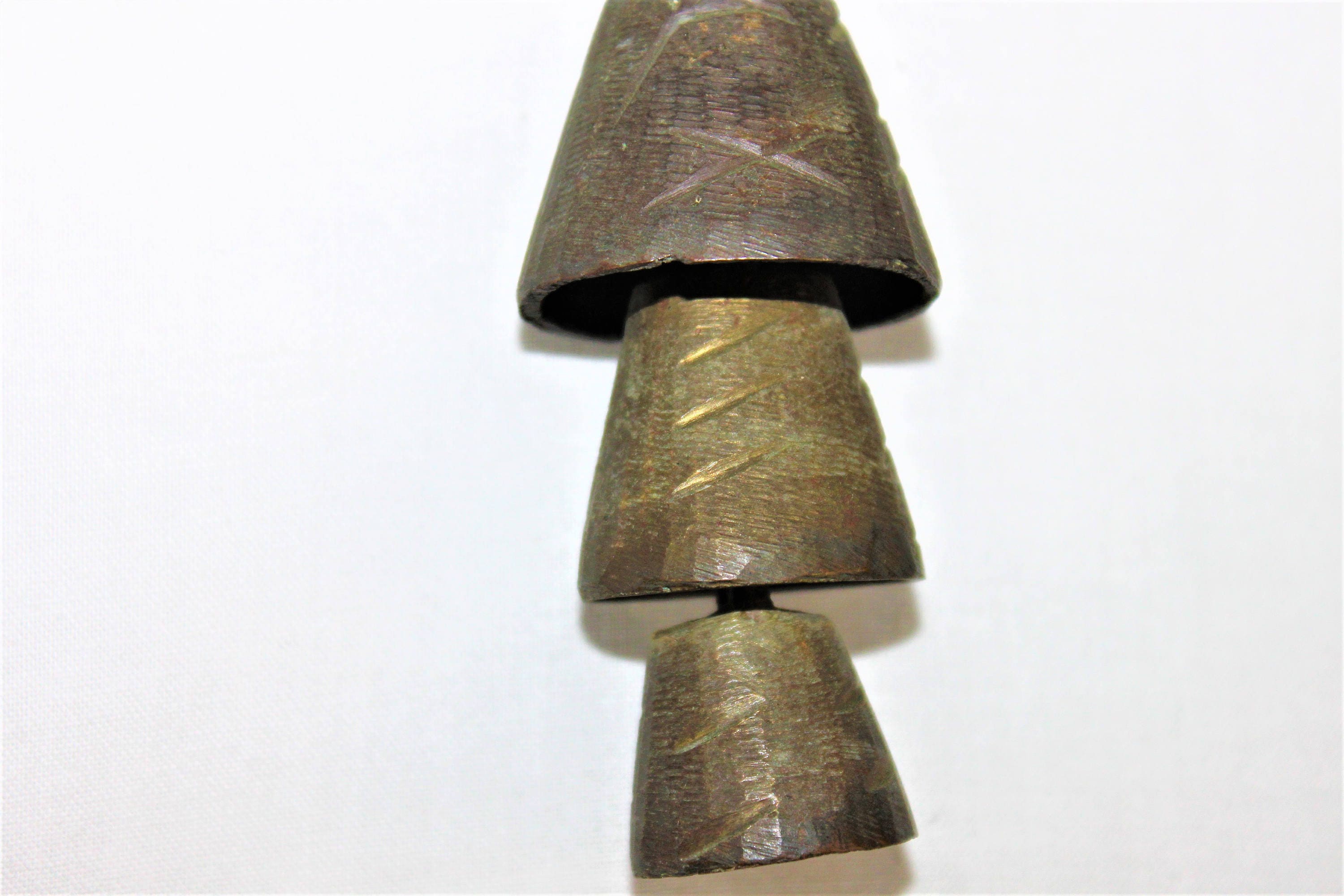 Charming set of 3 Vintage Bronze Nested Bells, Asian Temple Bells