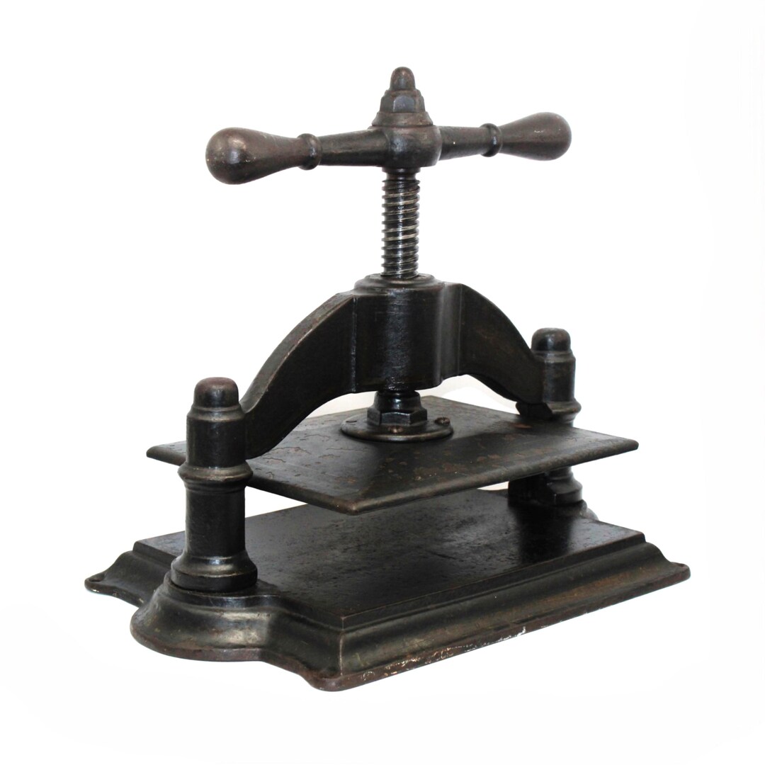 Vintage English Cast Iron Book Press: Antique Bookbinding Tool for ...