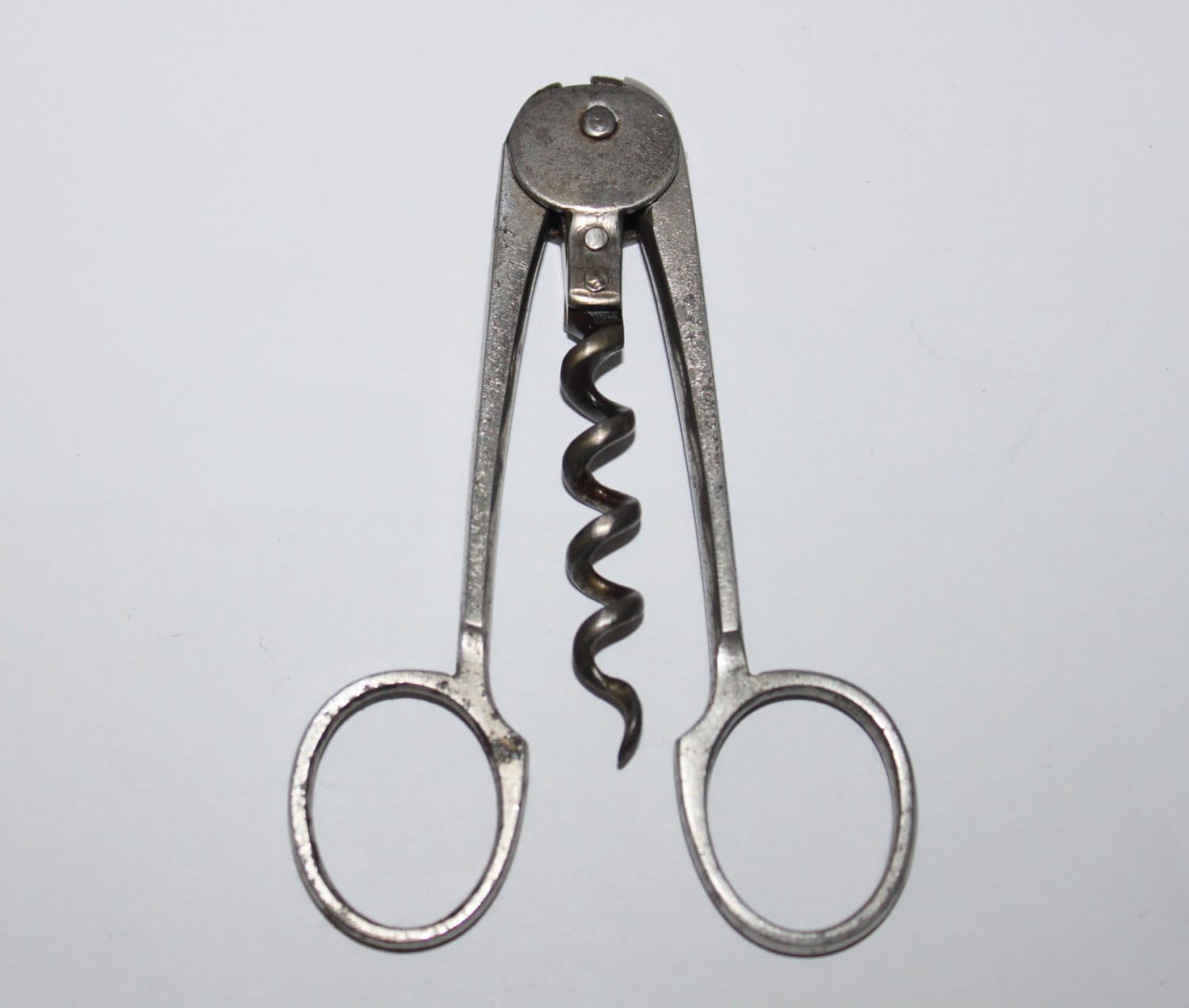 Antique Victorian Era French Scissor Style Champagne Nippers with Corkscrew