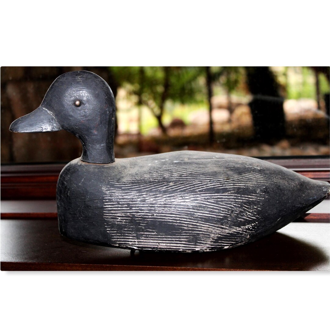 Handcrafted Primitive Wooden Duck Decoy - Vintage-inspired Hunting ...