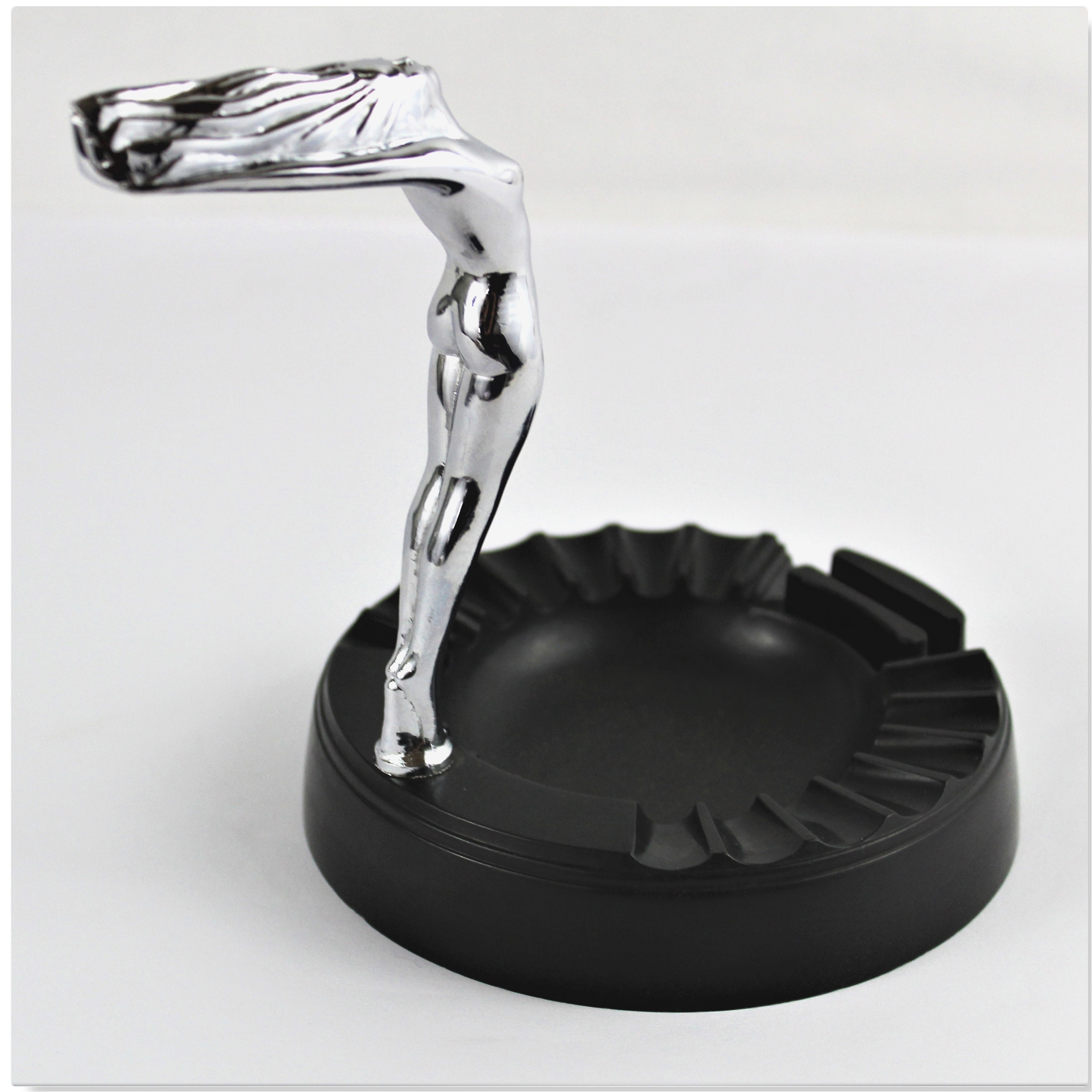Art Deco Ashtray with Nude Flying Goddess
