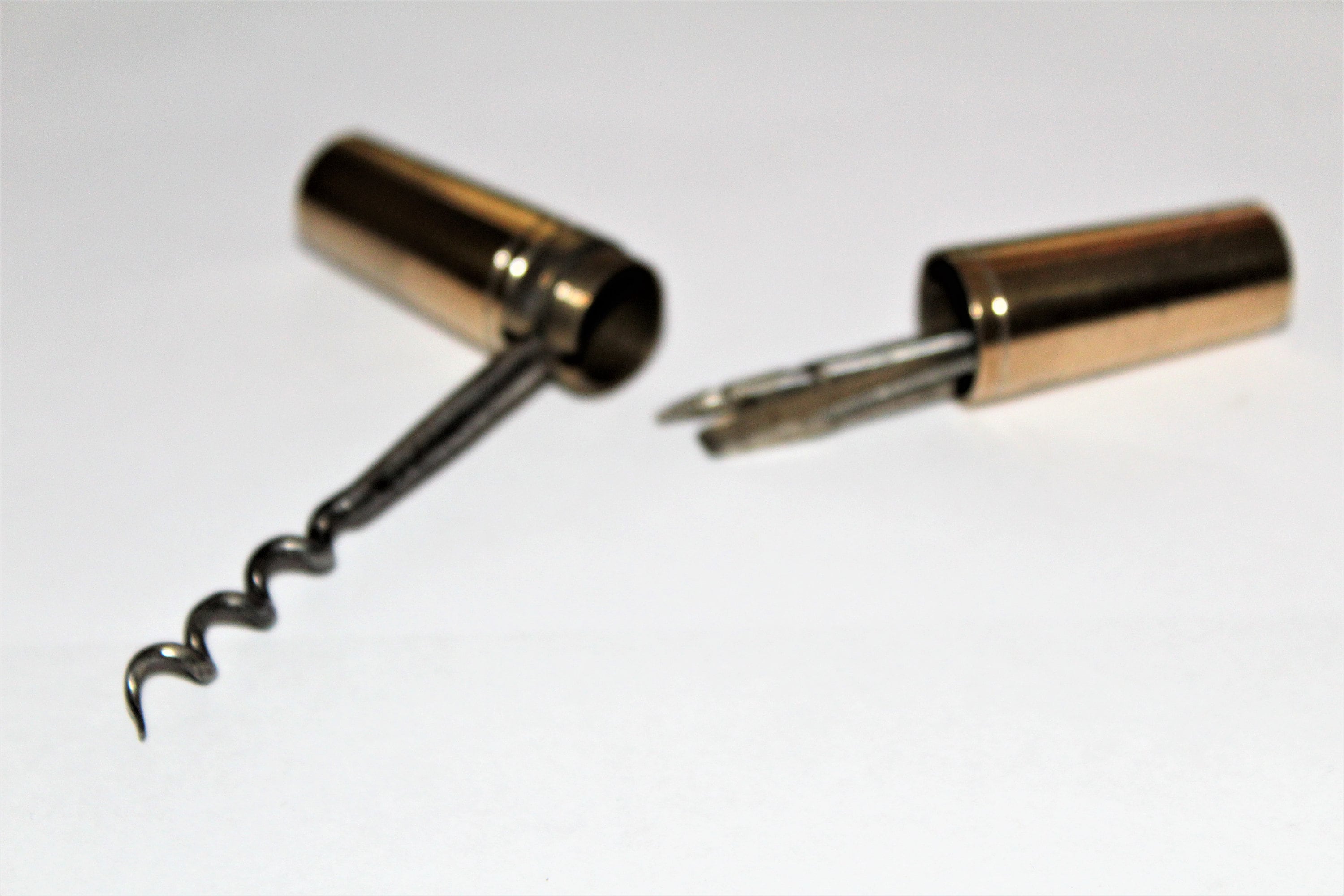 Antique German Brass Roundlet Travel Multi-Tool with Corkscrew