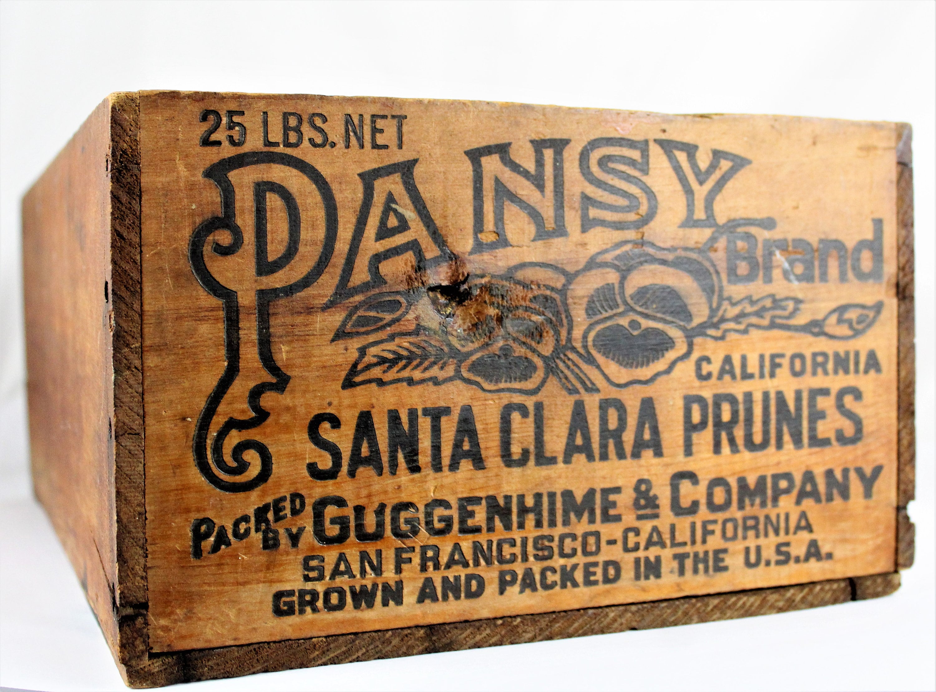 Pansy Brand Santa Clara Prunes Wood Shipping Crate