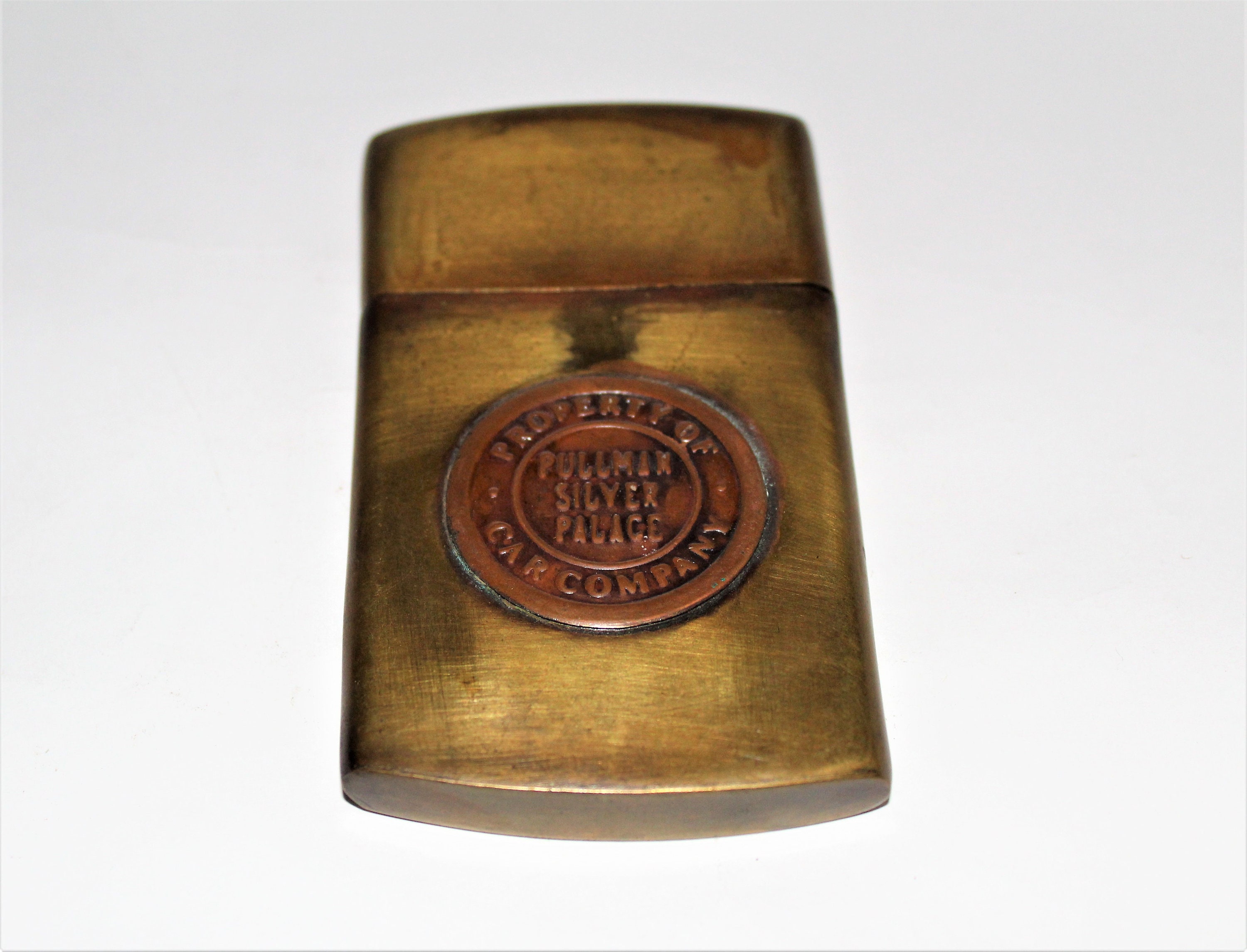 Vintage Pullman Silver Palace Car Company Brass Pocket Map Case, Match ... Vintage Pullman Silver Palace Car Company Brass Pocket Map Case, Match ...