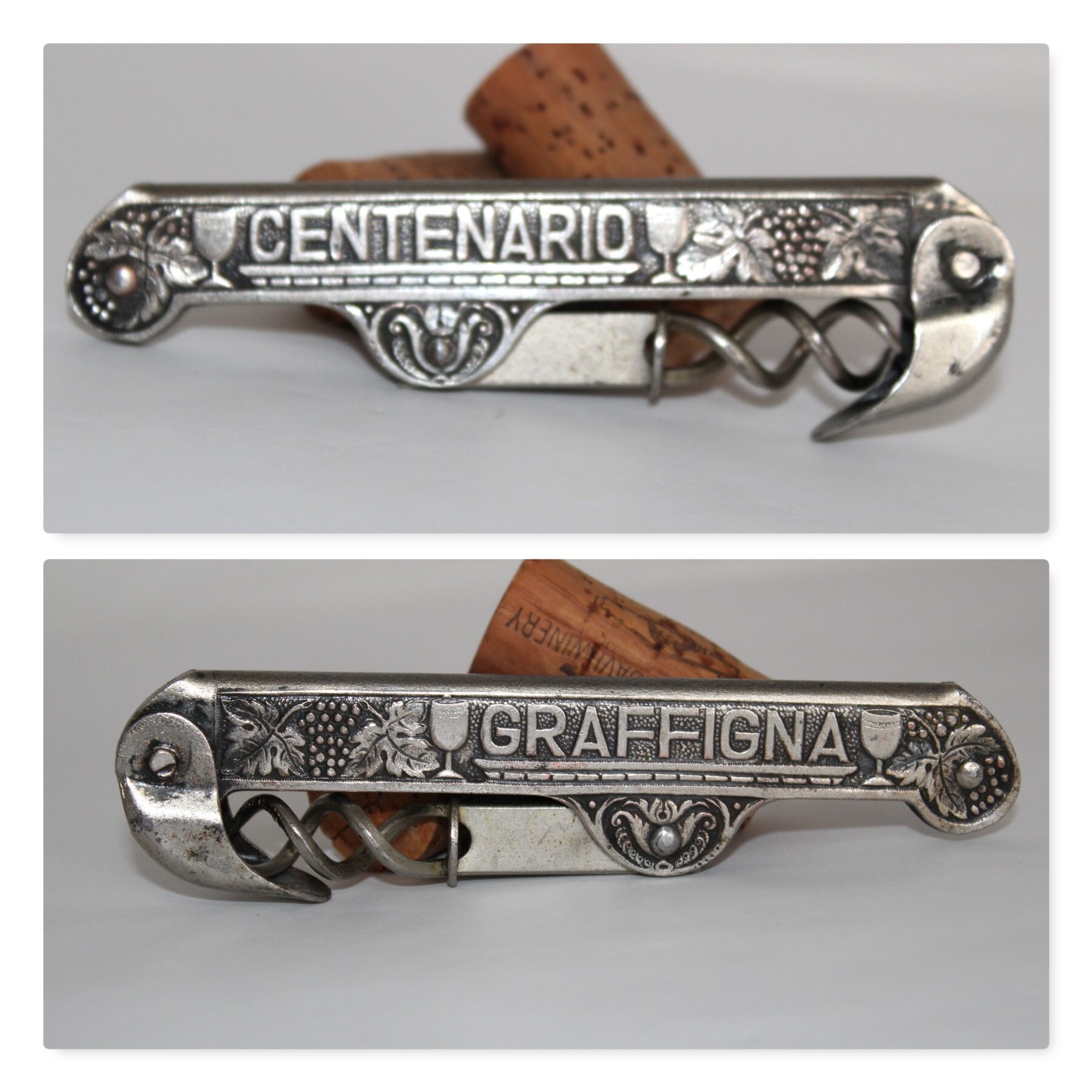 Vintage Corkscrew, 1970s Graffigna and Centenario Waiters Style Double ...