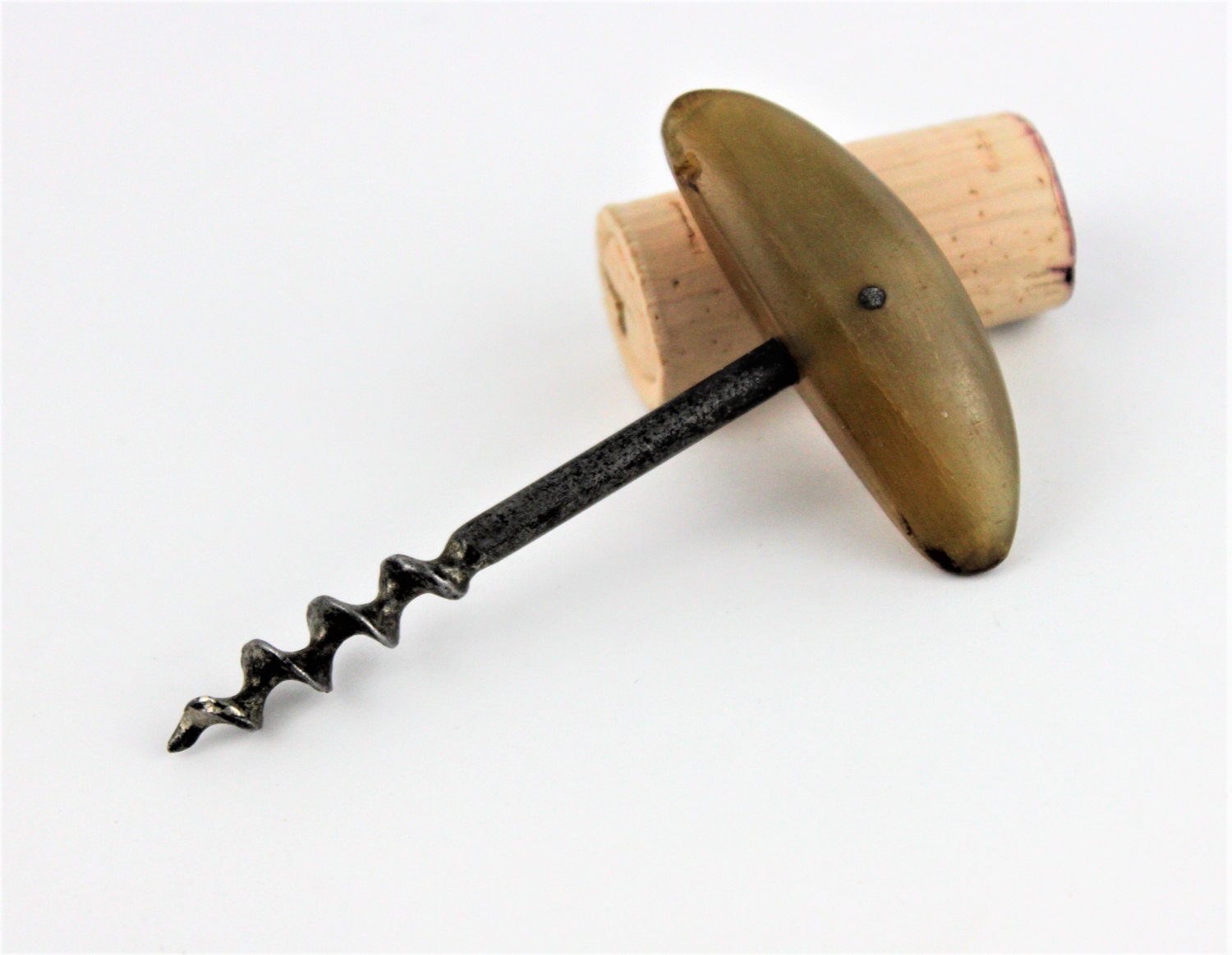 Antique 1800s French Bone Handle Corkscrew, Victorian Era