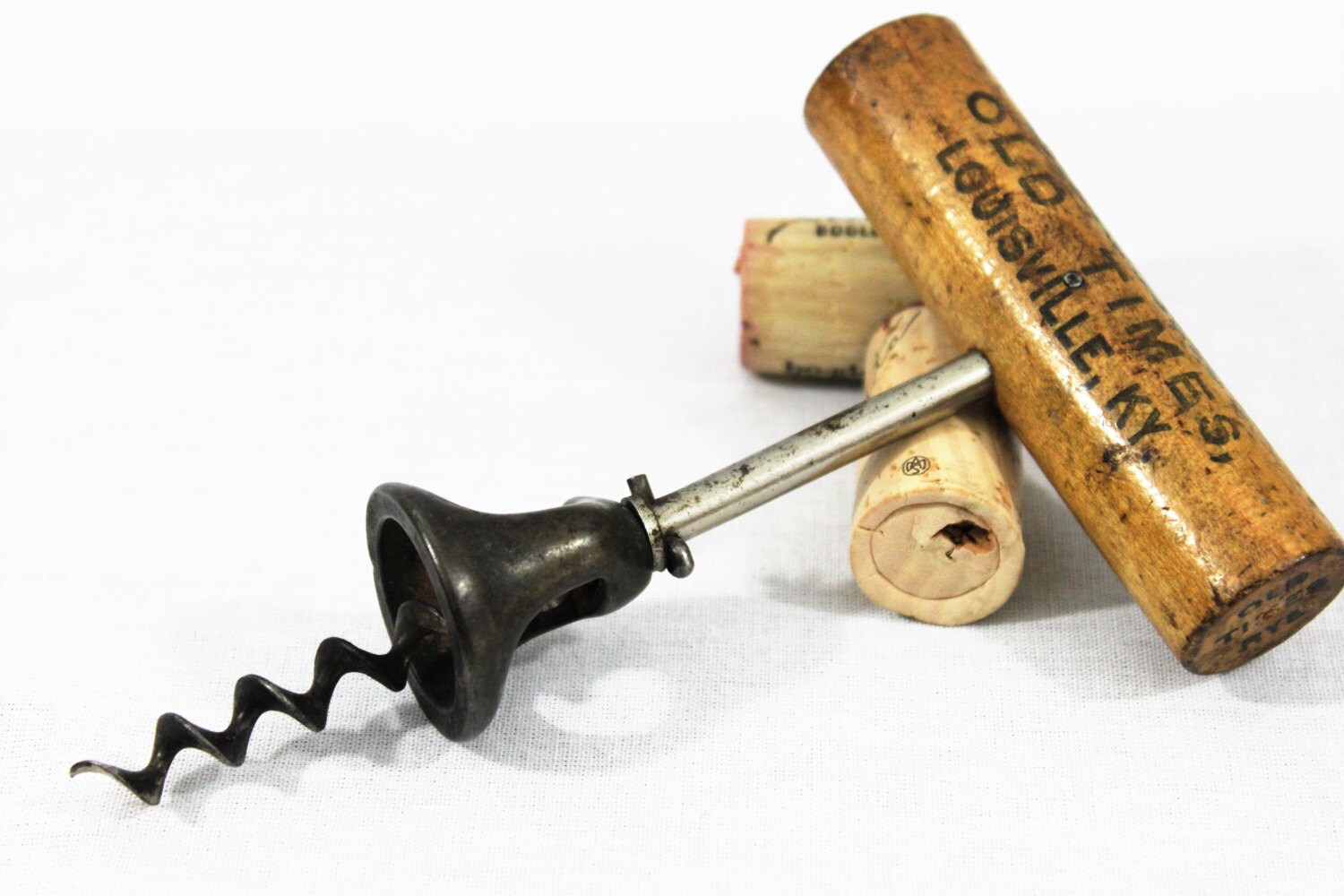 Antique 1907 Old Times Whisky Advertising Corkscrew, Louisville KY