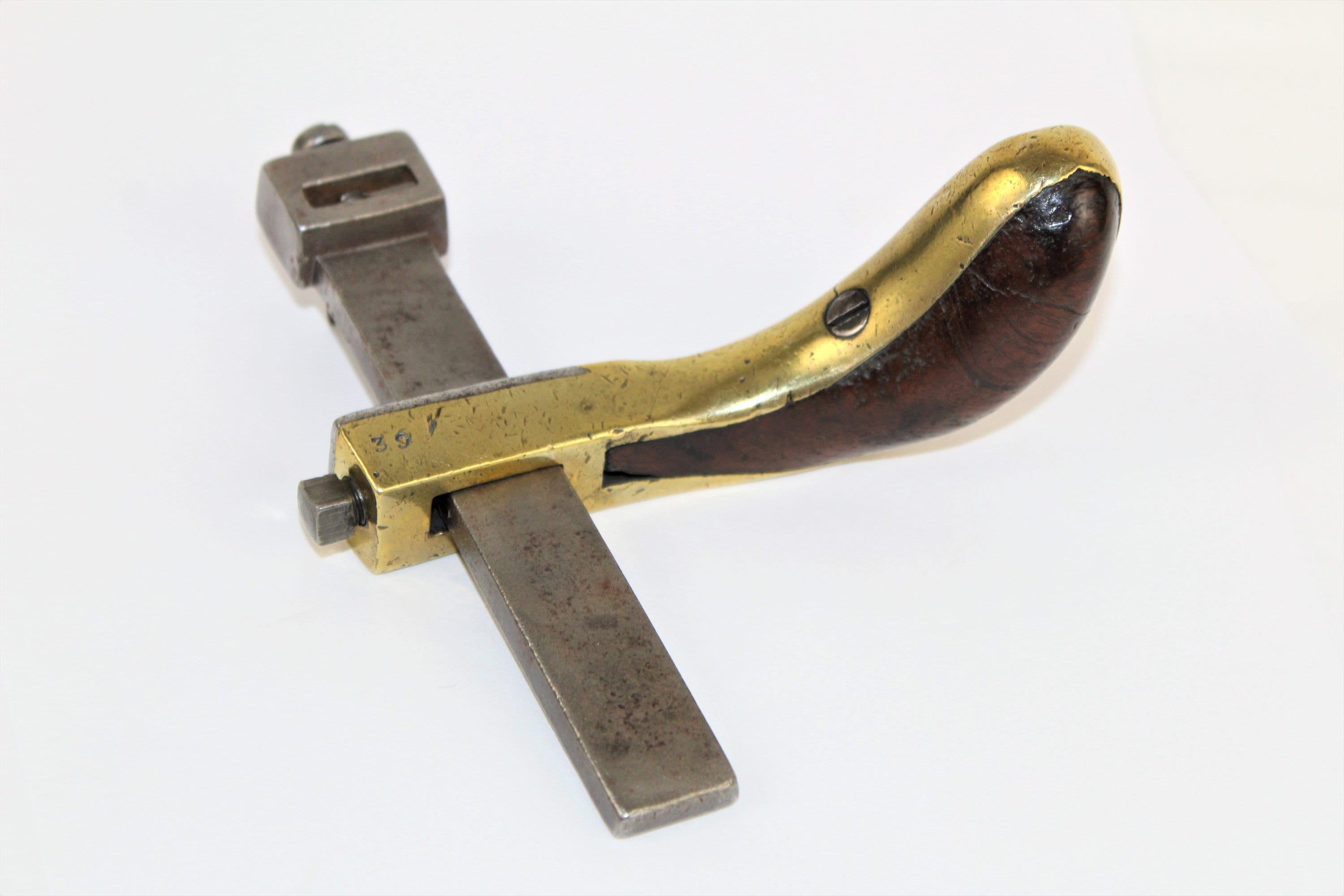 Antique 1877, C S Osborne Pistol Grip Draw Gage, Leather Slitter