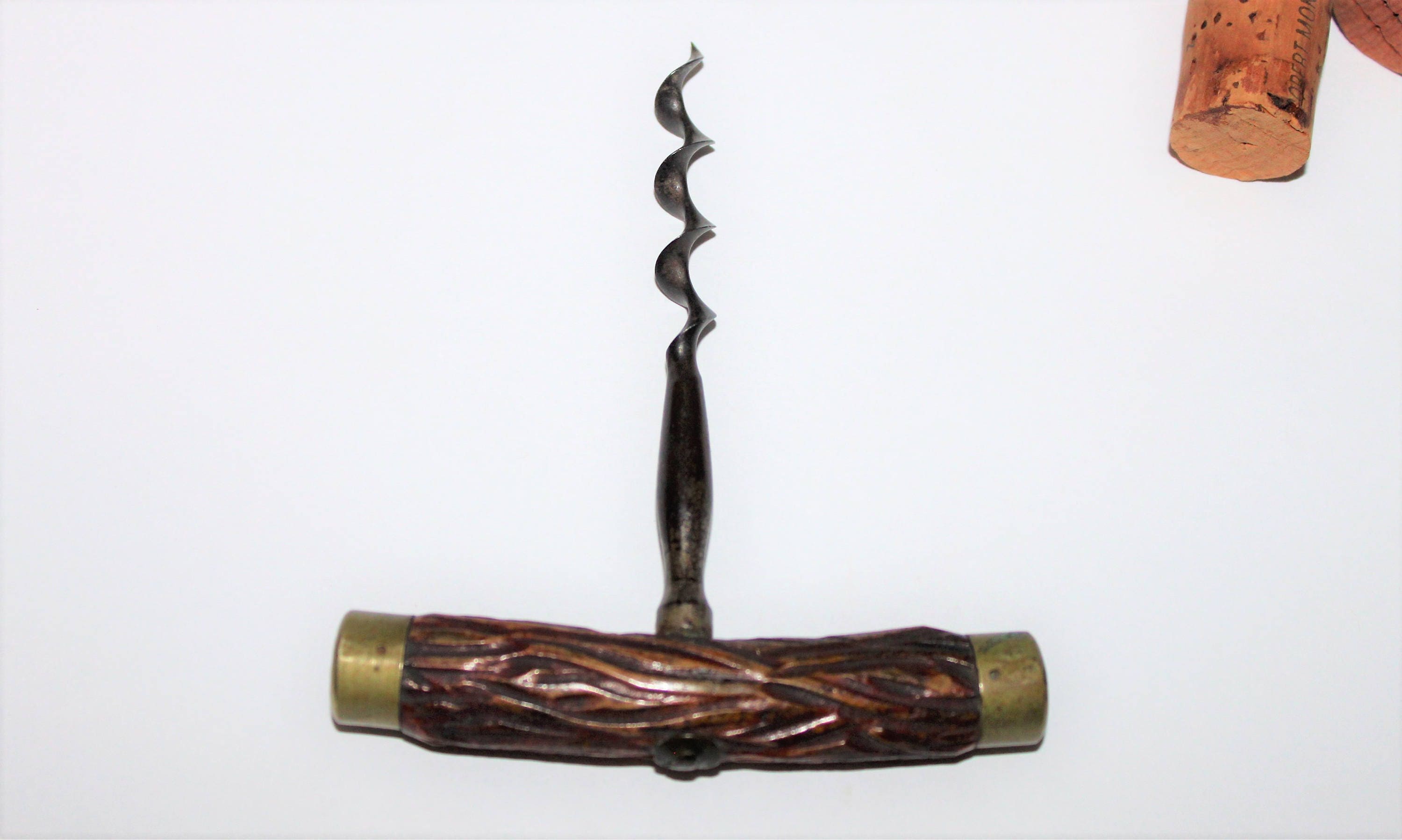 Antique Corkscrew, Silver Capped Carved Bone Handle Corkscrew, Wine Opener