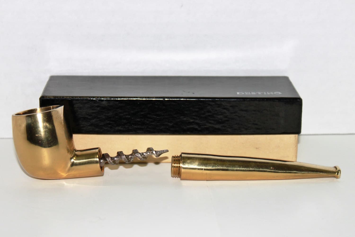 Vintage Corkscrew, Brass Tobacco Pipe shaped Corkscrew w/ Cap Lifter in ...