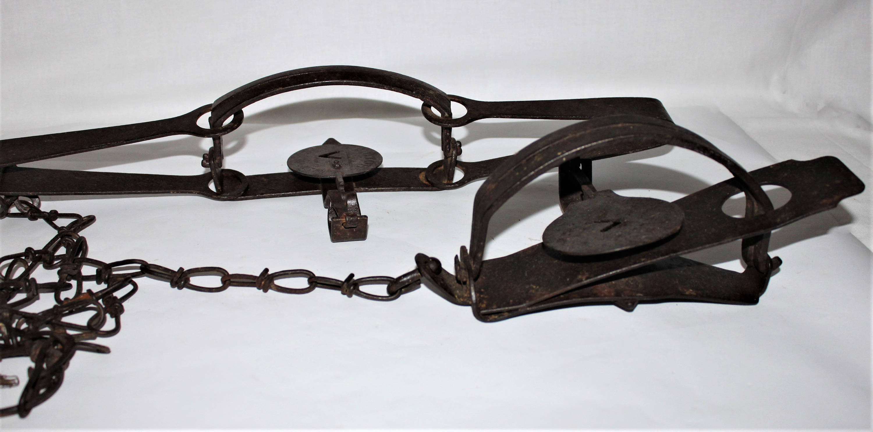 Pair of Large Antique 1907 Victor Number 4 Animal Traps