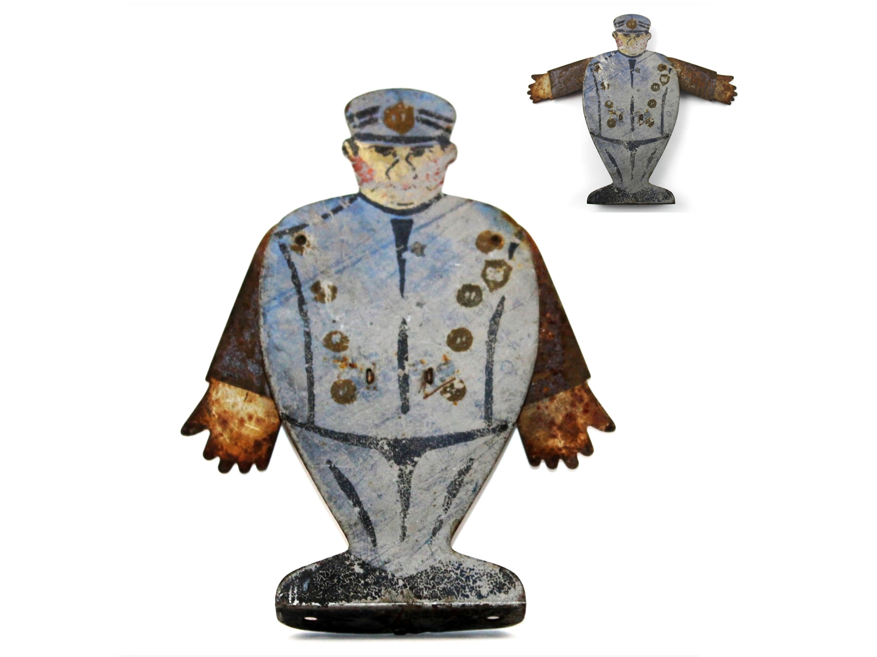 1925 License Plate Topper, Traffic Cop Raising Arms, Stop Signal
