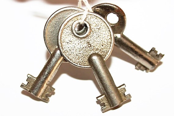 Vintage Set of Three Skeleton keys, Double Sided Skeleton Key