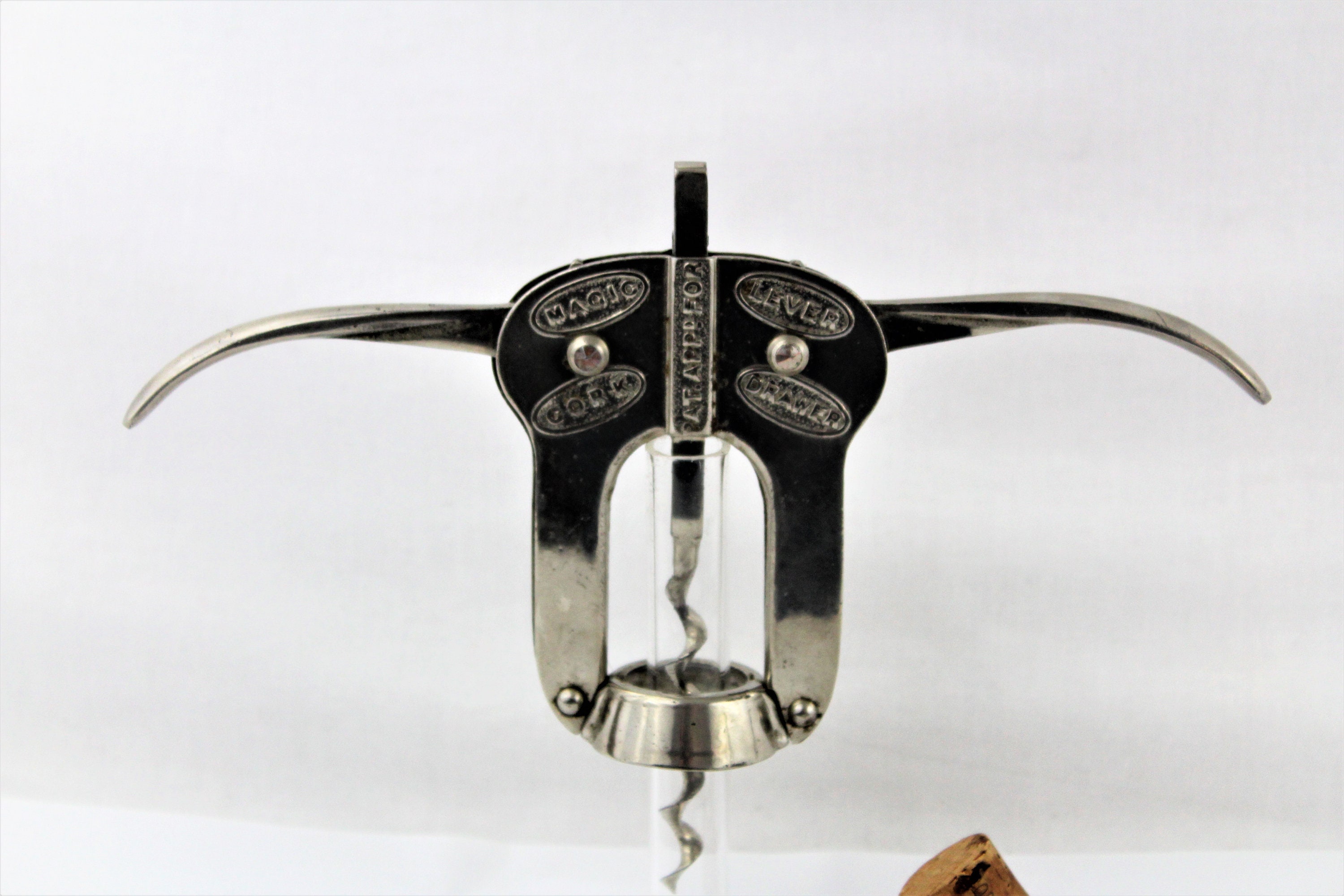 Antique Corkscrew, English Magic Lever Cork Drawer, Corkscrew, Wine Opener