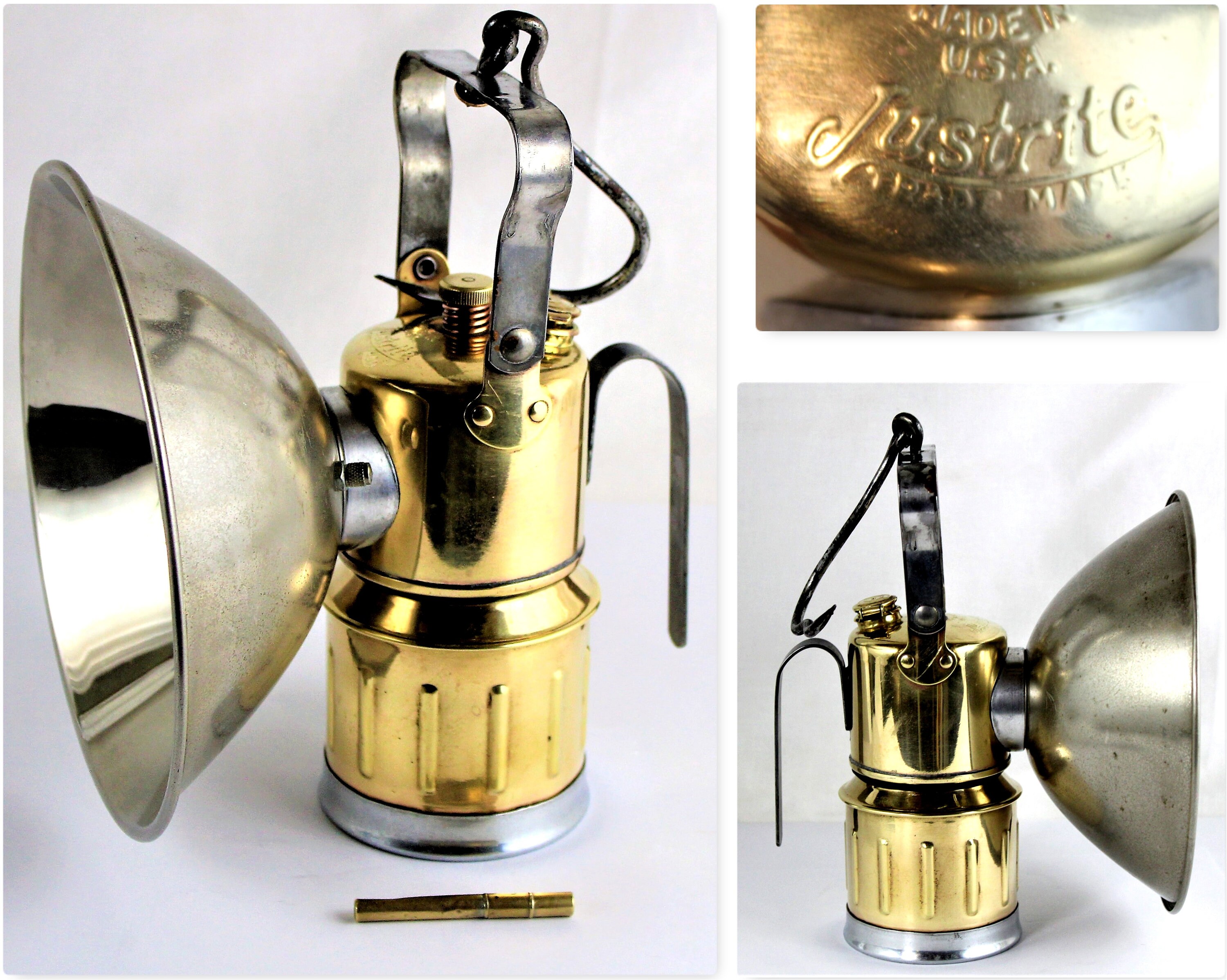 Antique 1930s Justrite Carbide Lantern, Mining Artifact, Miners Lantern