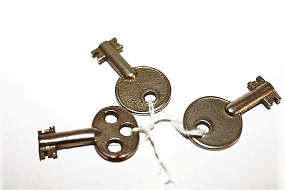 Vintage Set of Three Skeleton keys, Double Sided Skeleton Key