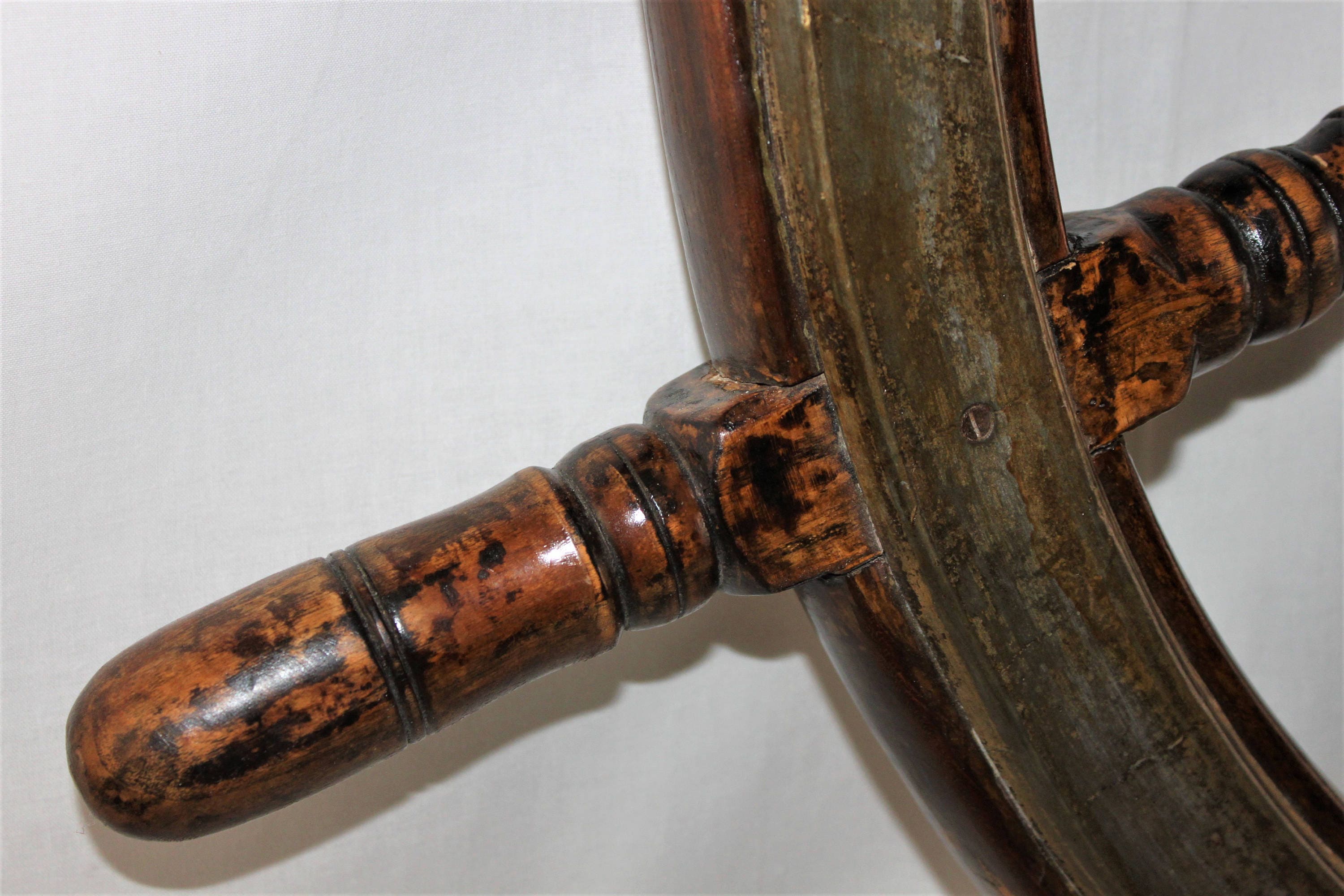 Antique Large Eight Spoke Wood Ships Wheel