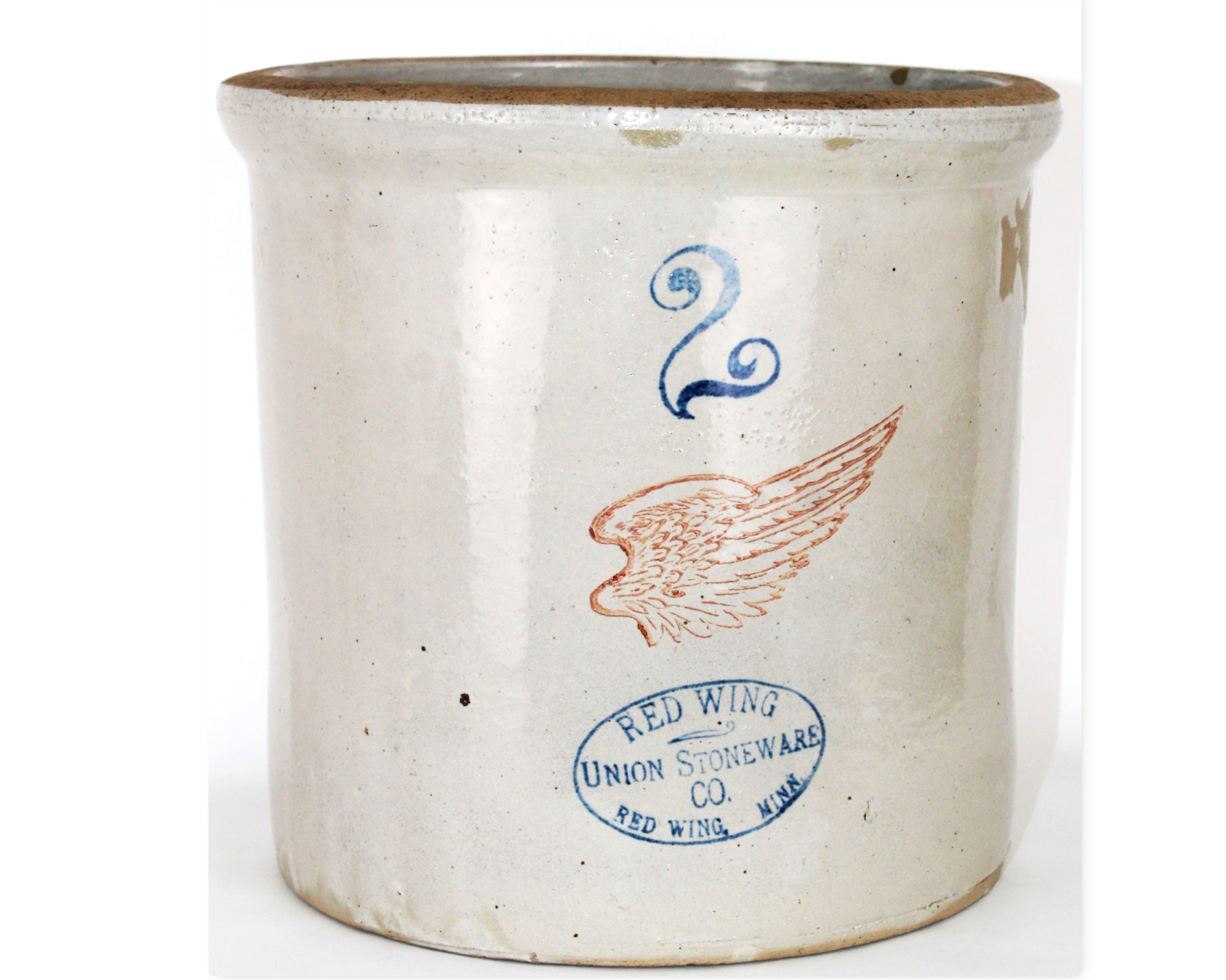 1906 Red Wing Union Stoneware Company Two Gallon Crock 4” Red Wing ...
