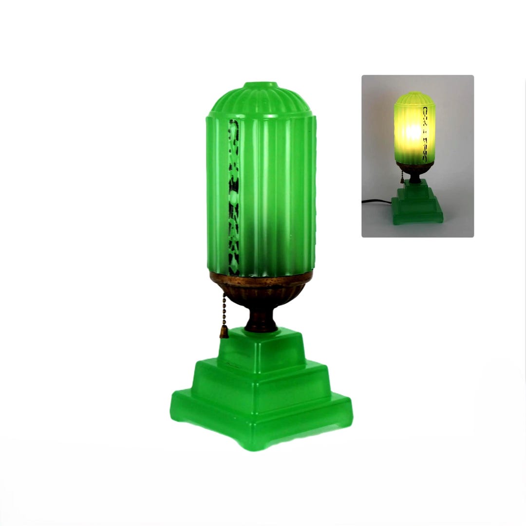 Art Deco Jadeite Glass Boudoir Lamp - Etsy