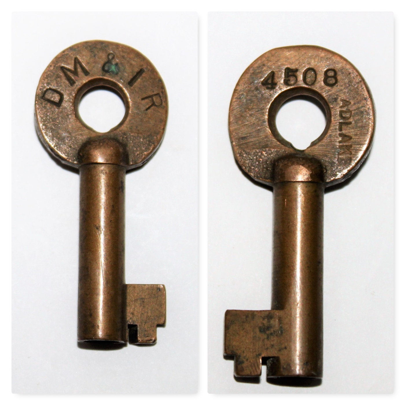 Vintage Adlake DM & I R Railroad Brass Hollow Barrel Lock Key, The Duluth, Missabe and Iron ...