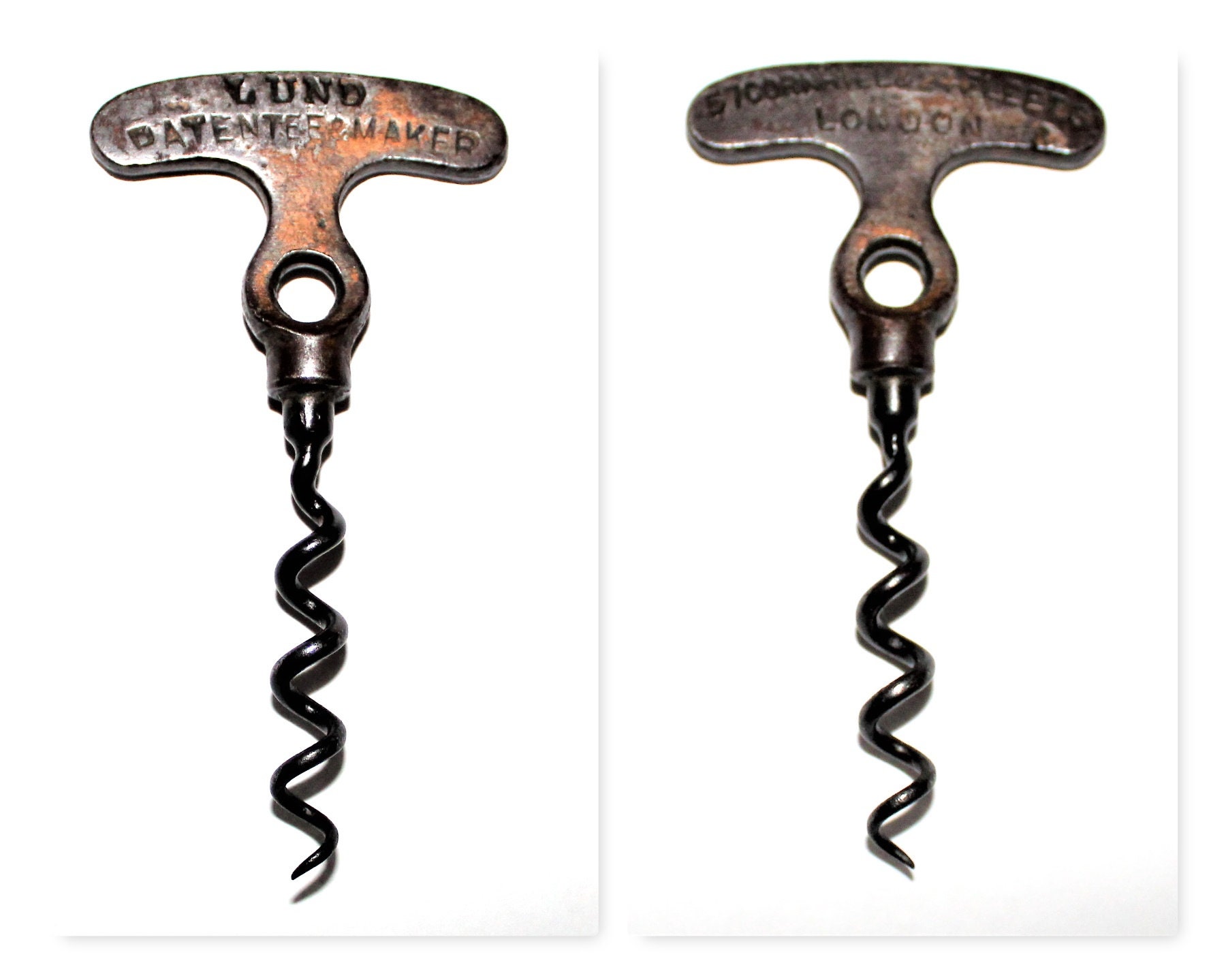 Antique Corkscrew, 1855 LUND Single Lever Corkscrew, Wine Opener