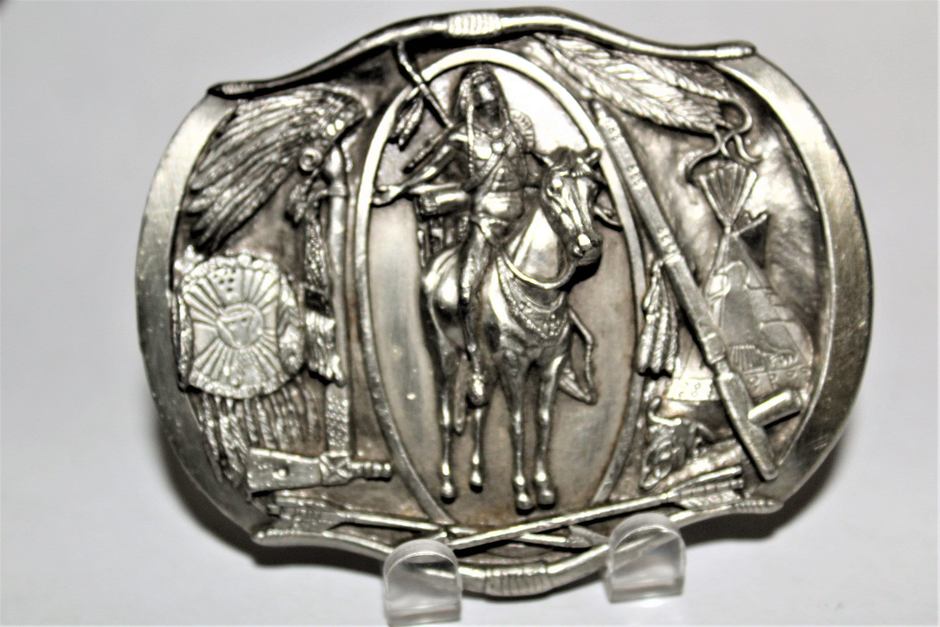 Vintage Belt Buckle / 1984 Bergamot Belt Buckle / American Indian
