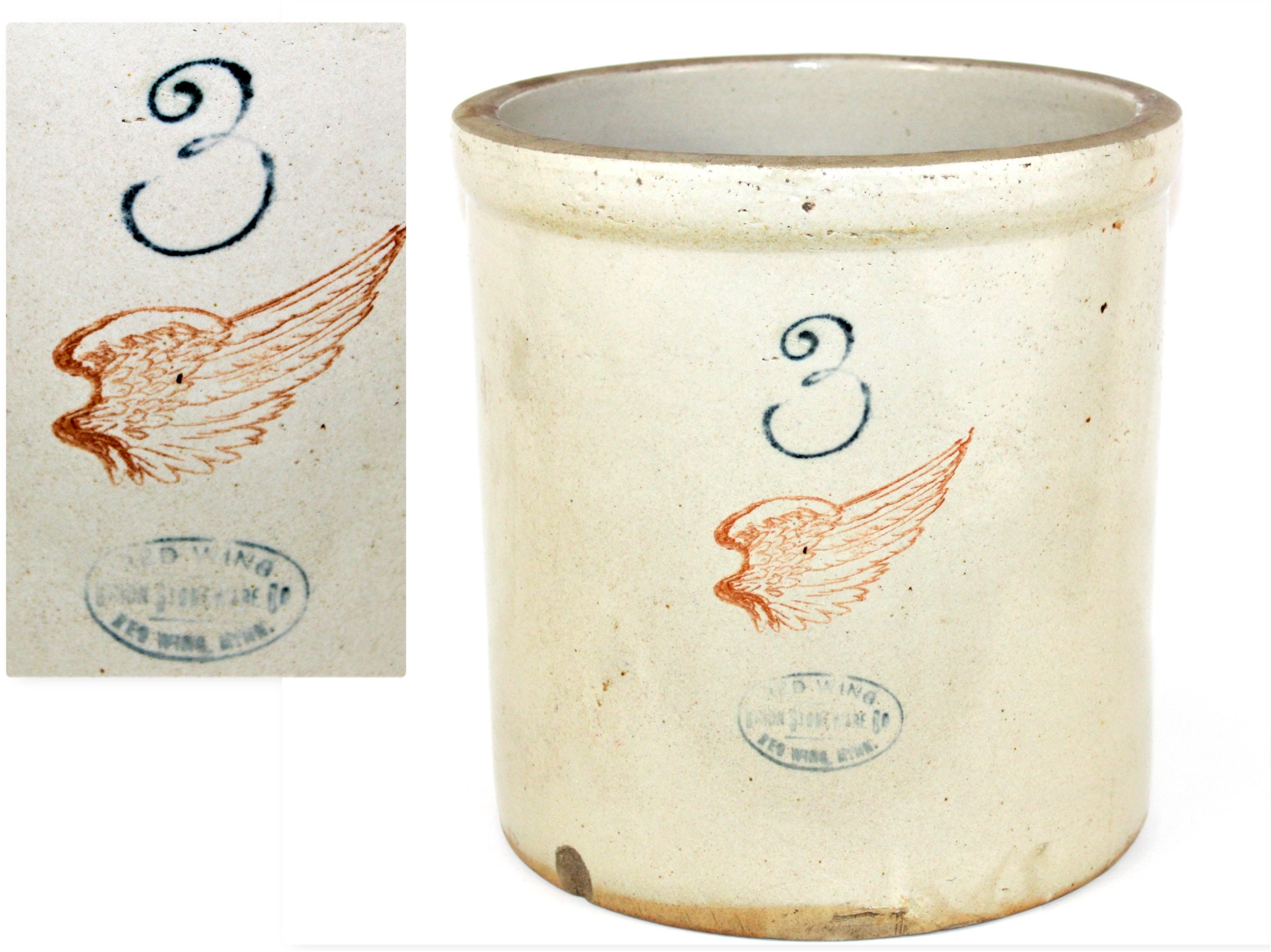 Vintage Red Wing Crock, 3 Gallon Crock, Pickling Crock, Fermenting ...